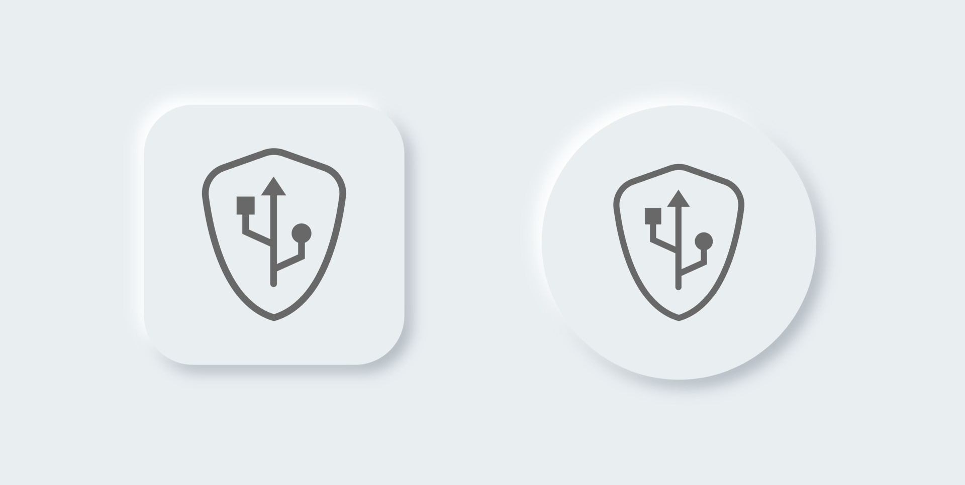 Secure Usb Line Icon In Neomorphic Design Style Data Transfer Signs