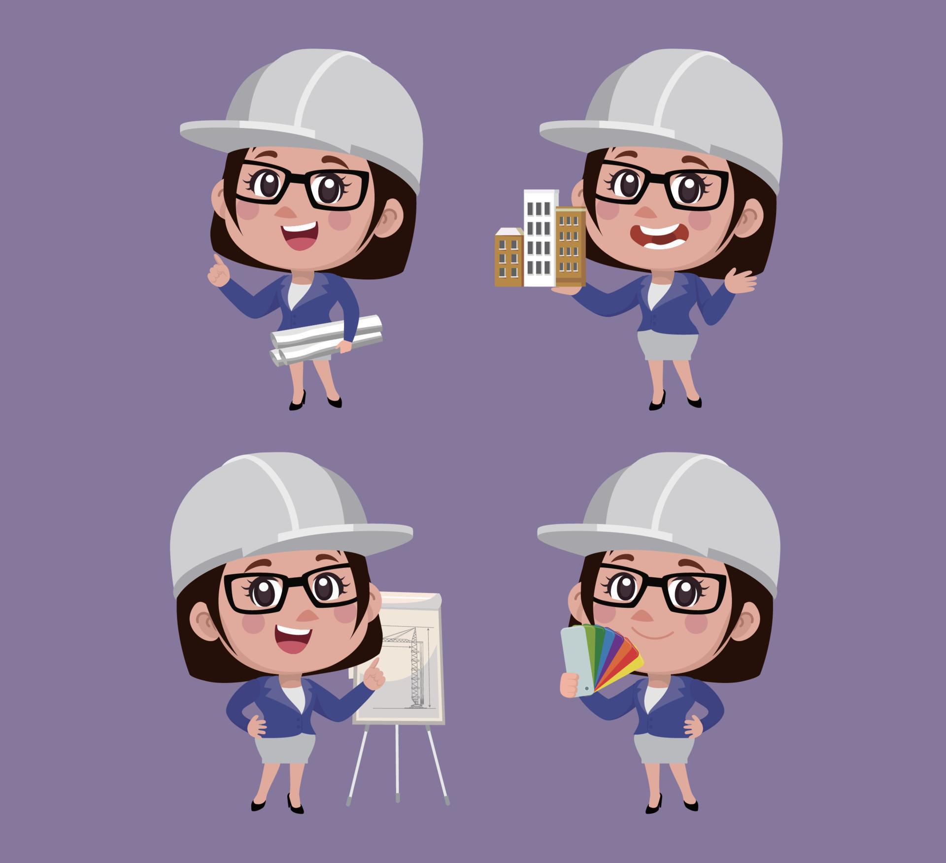 Set of engineer with different poses 16669580 Vector Art at Vecteezy
