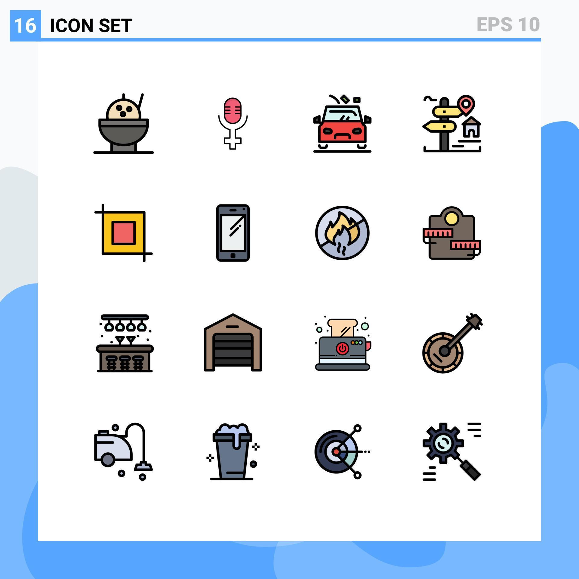 Editable Vector Line Pack Of 16 Simple Flat Color Filled Lines Of Smart Phone Transform Location