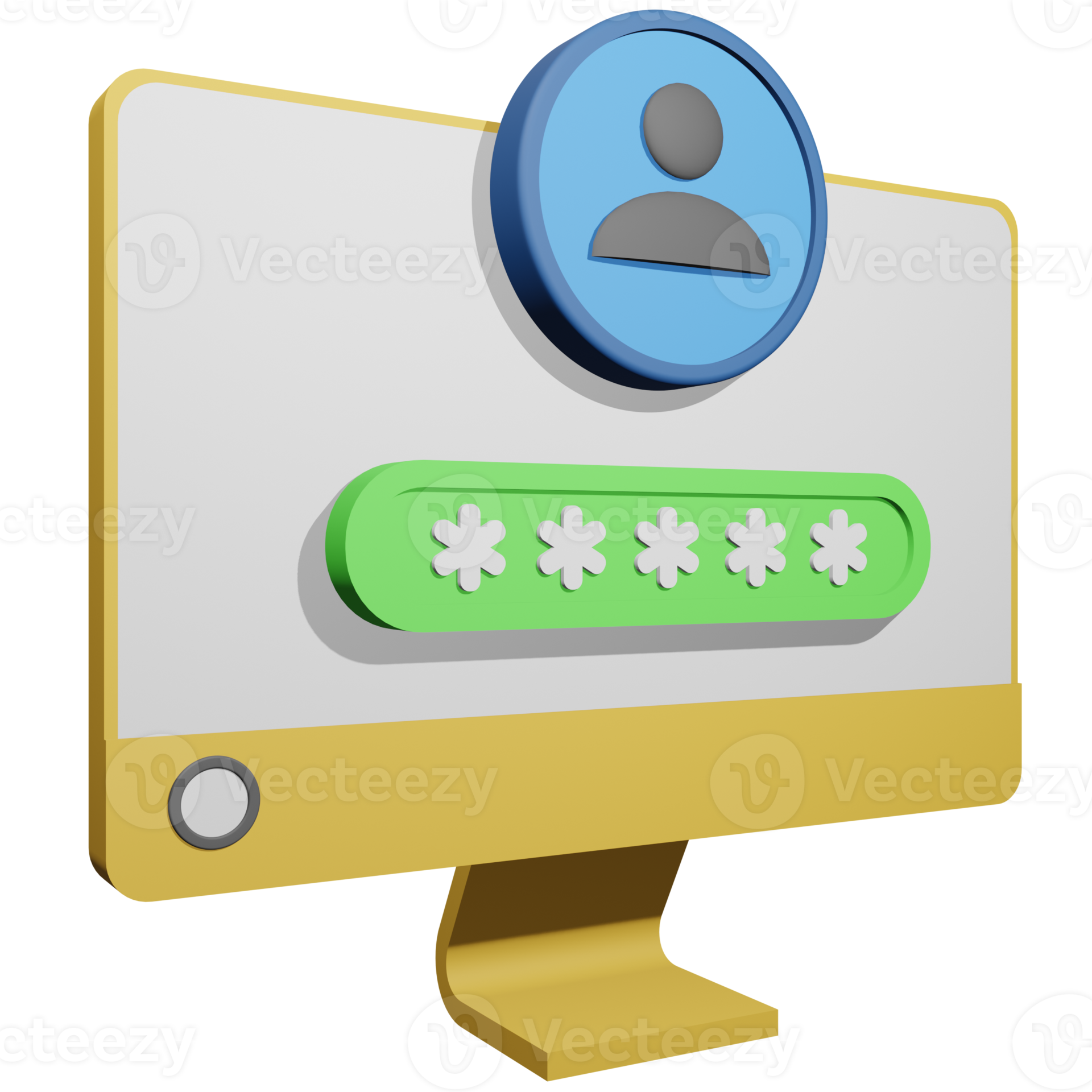 3d illustration of a computer monitor showing login user name and password fields 16690344 PNG