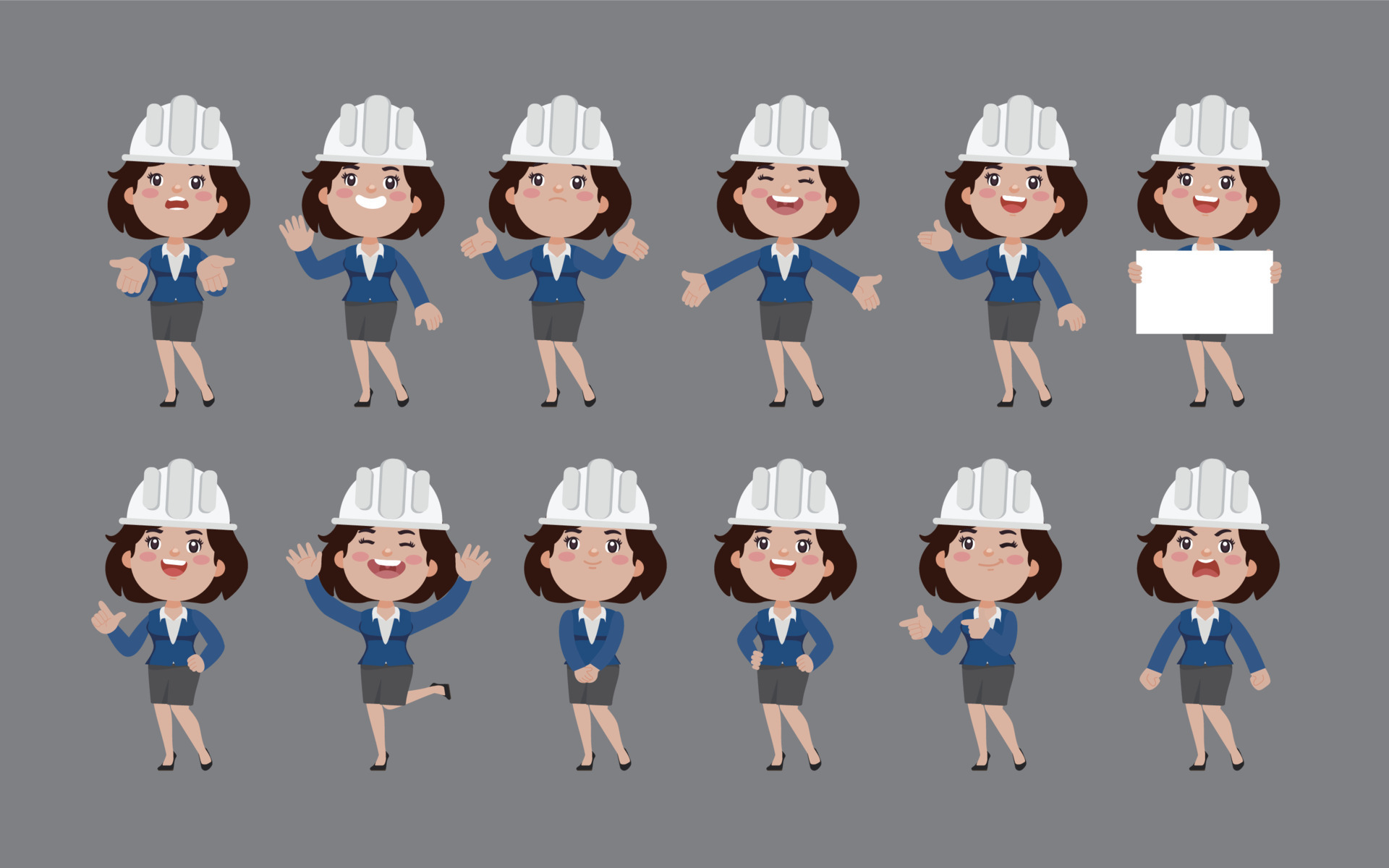 Set of engineer with different poses 16691203 Vector Art at Vecteezy
