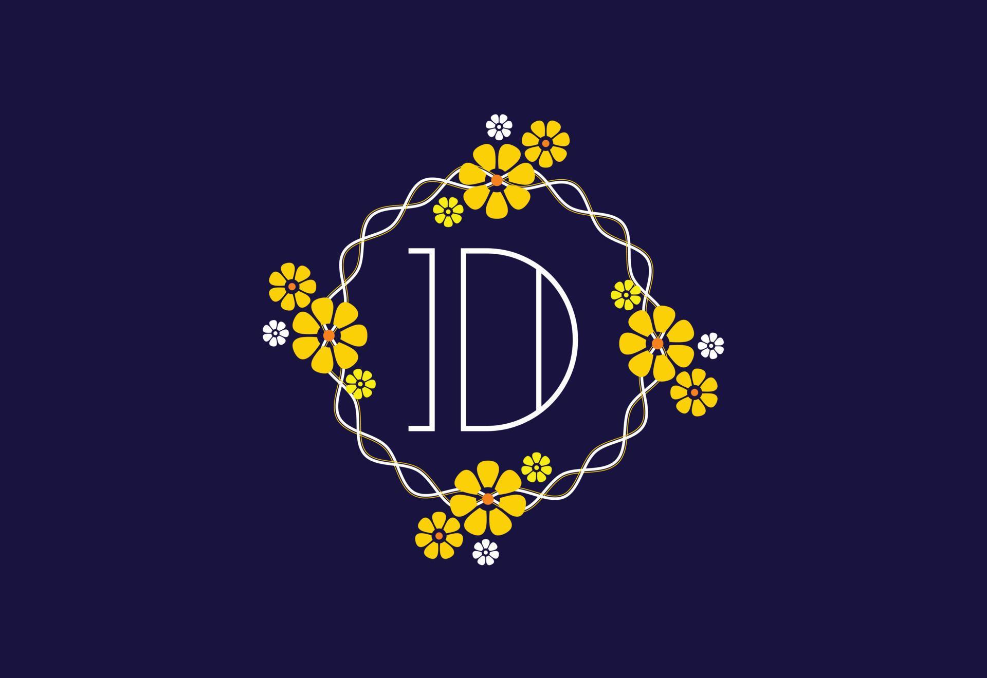 Floral monogram letter D. Initial alphabet with botanical elements ... Floral monogram letter D. Initial alphabet with botanical elements ...