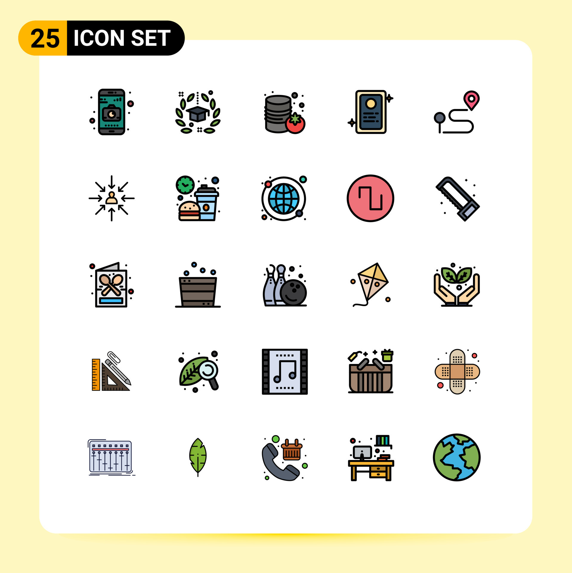 Filled Line Flat Color Pack Of 25 Universal Symbols Of Pin Map Canned Location Job Application