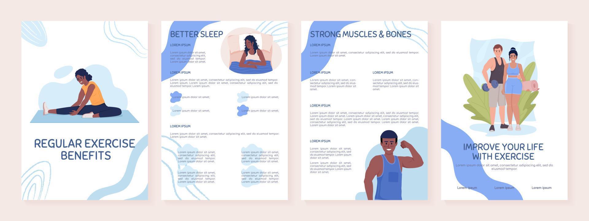 Regular exercise benefits flat vector brochure template. Health booklet ... Regular exercise benefits flat vector brochure template. Health booklet ...
