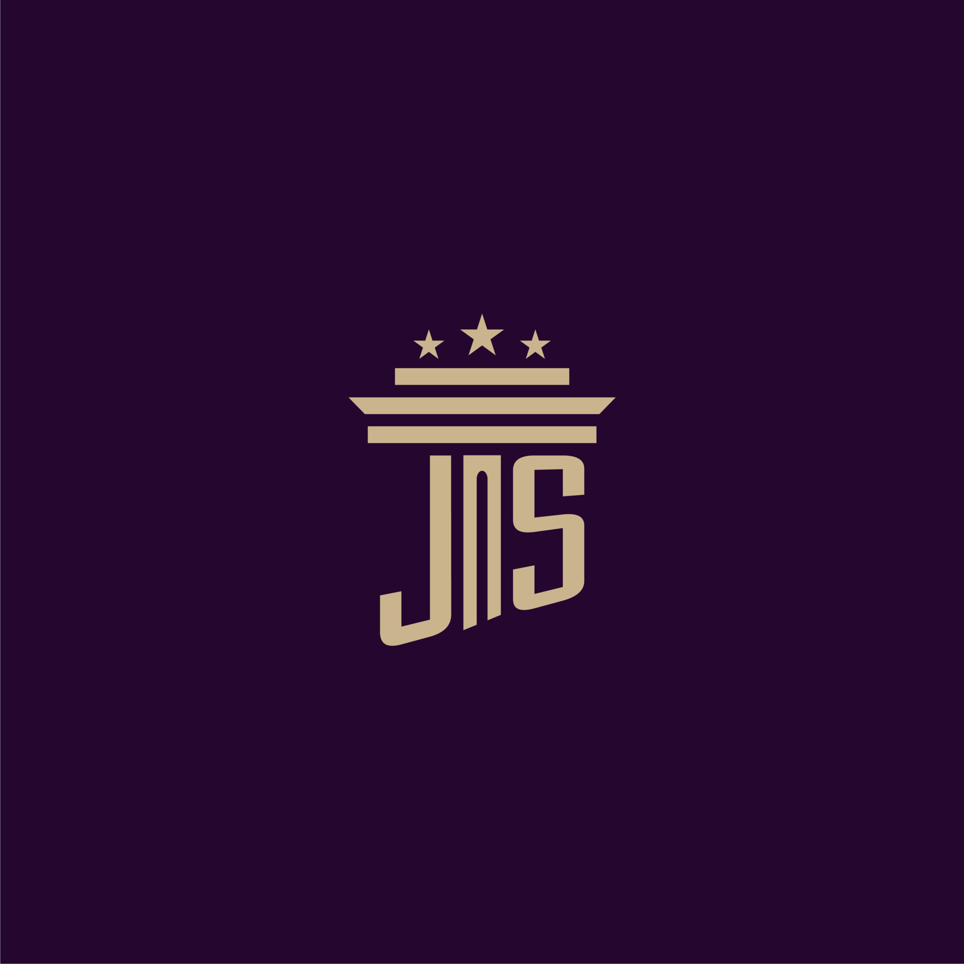 JS initial monogram logo design for lawfirm lawyers with pillar vector ...