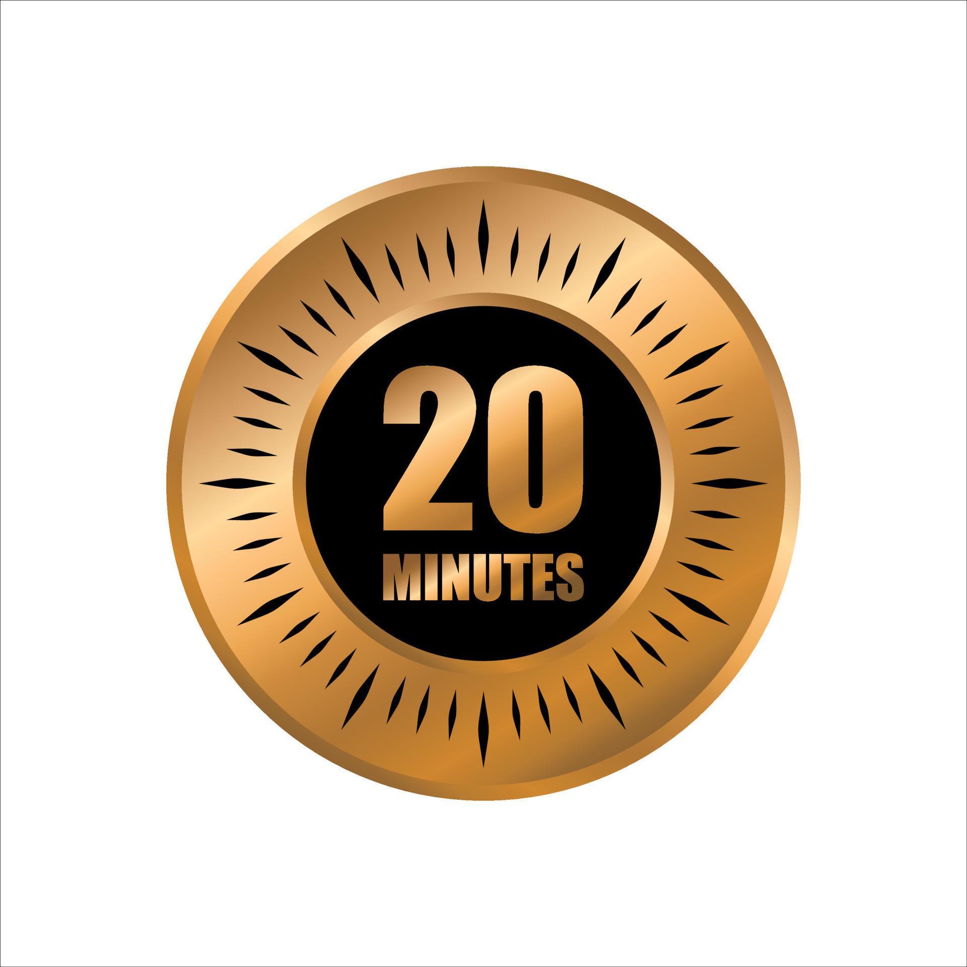 20 Timer Minutes Symbol Style Isolated On White Background Time Gold