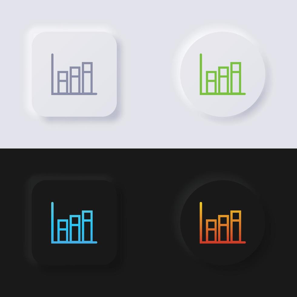 Graph Icon Set Multicolor Neumorphism Button Soft Ui Design For Web