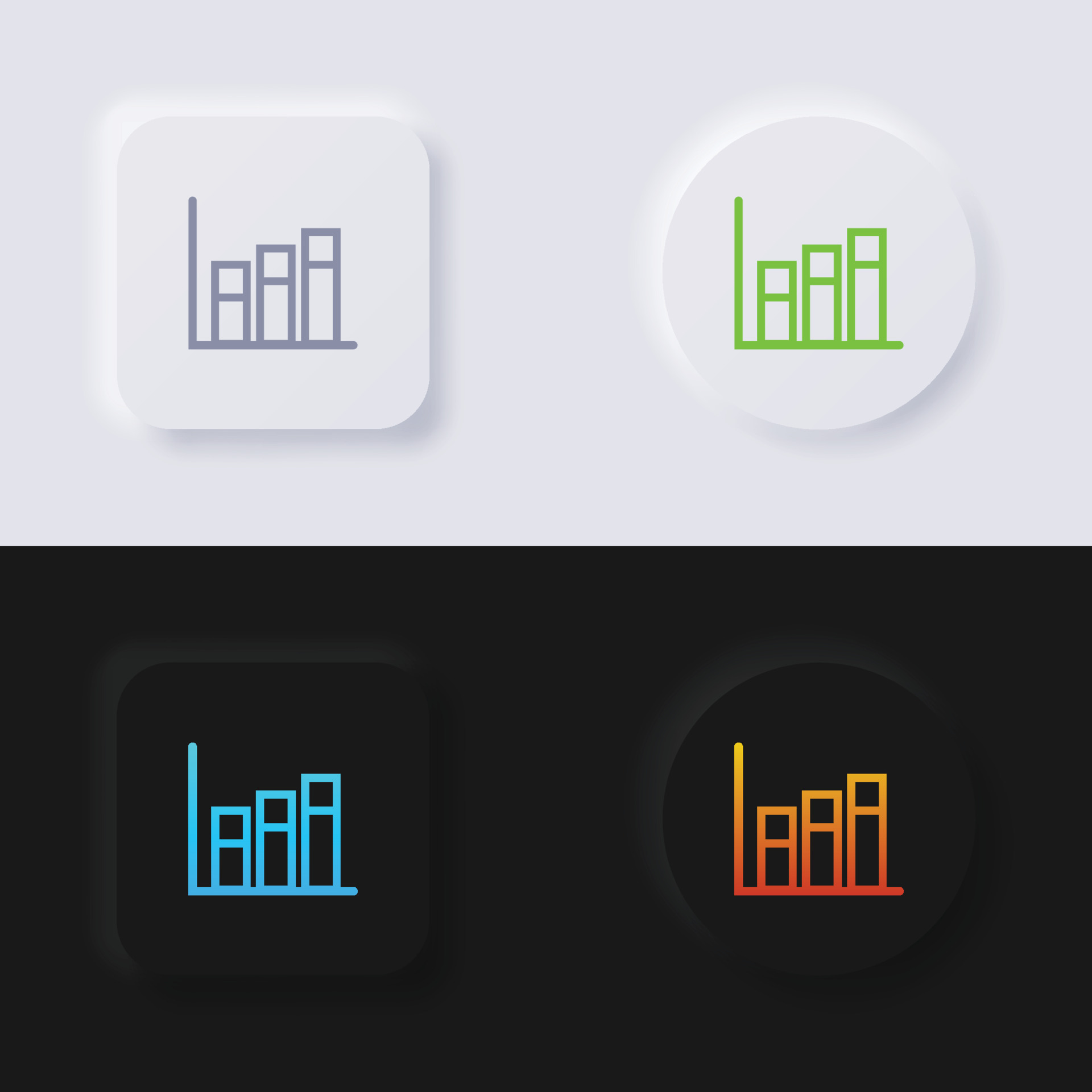 Graph Icon Set Multicolor Neumorphism Button Soft Ui Design For Web