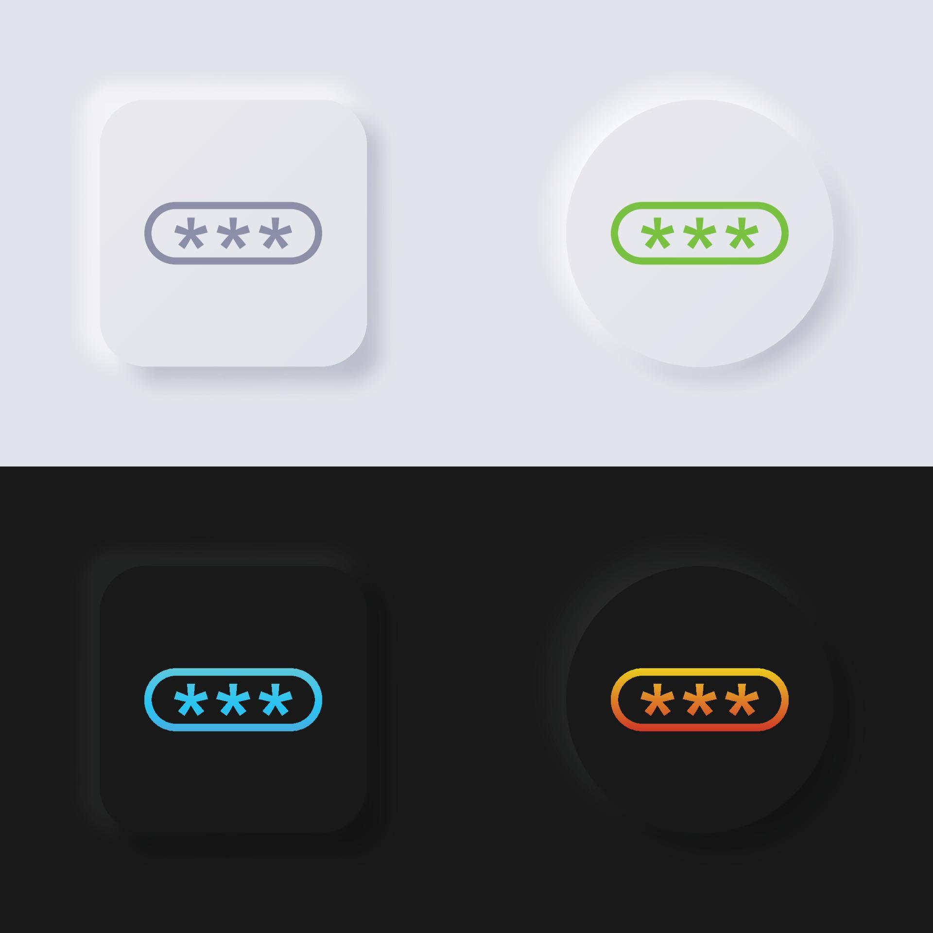 Pincode field box or Password field box icon set, Multicolor neumorphism button soft UI Design ...