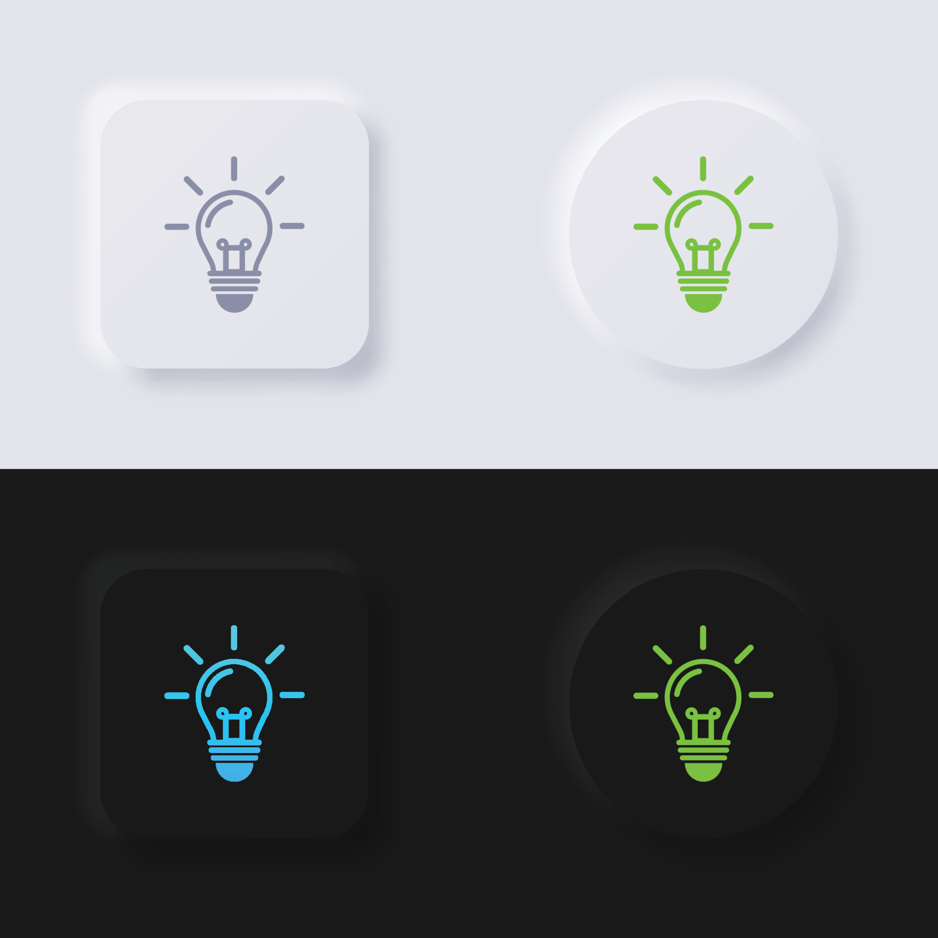 Lightbulb Icon Set Multicolor Neumorphism Button Soft Ui Design For