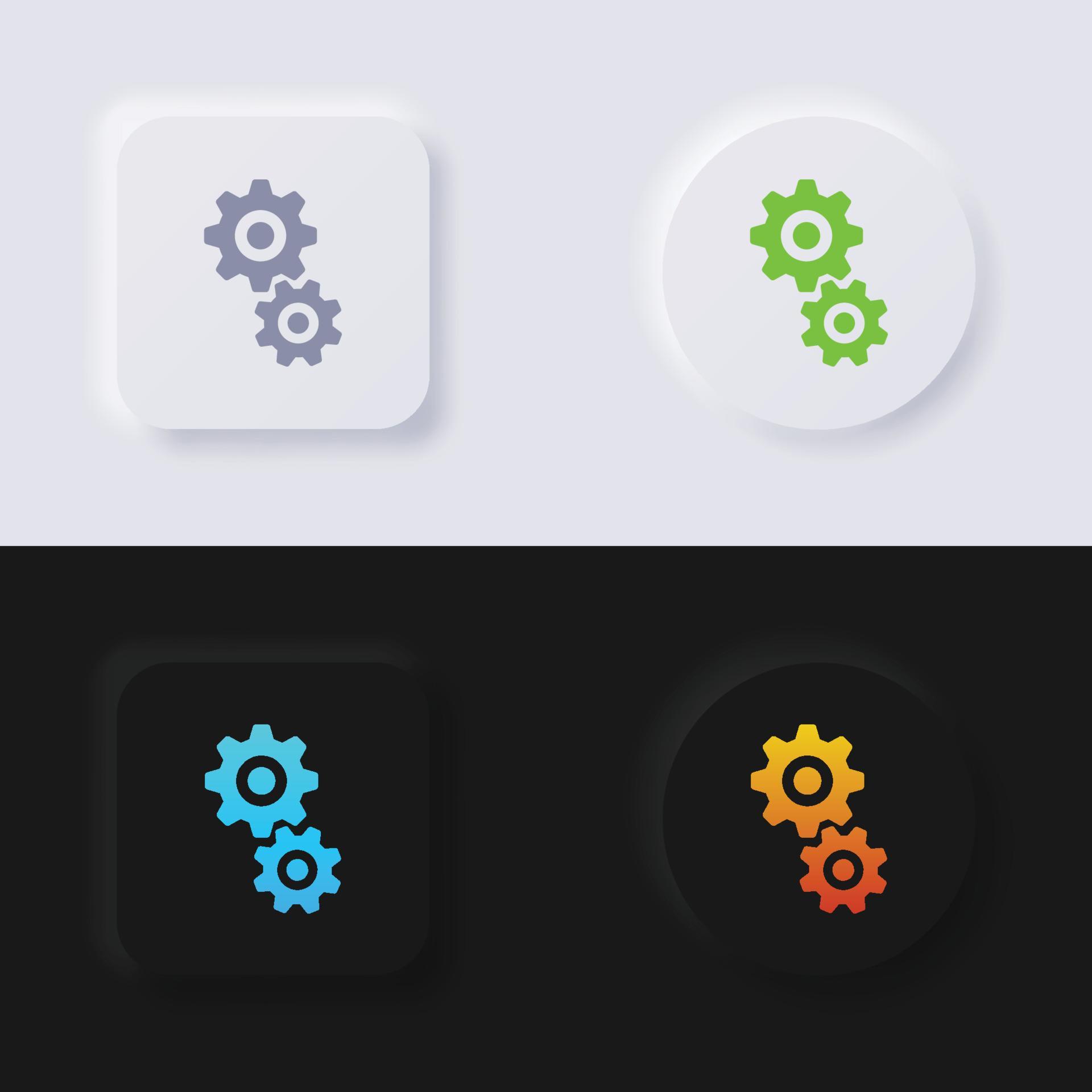 Cog icon set, Multicolor neumorphism button soft UI Design for Web design, Application UI and ...
