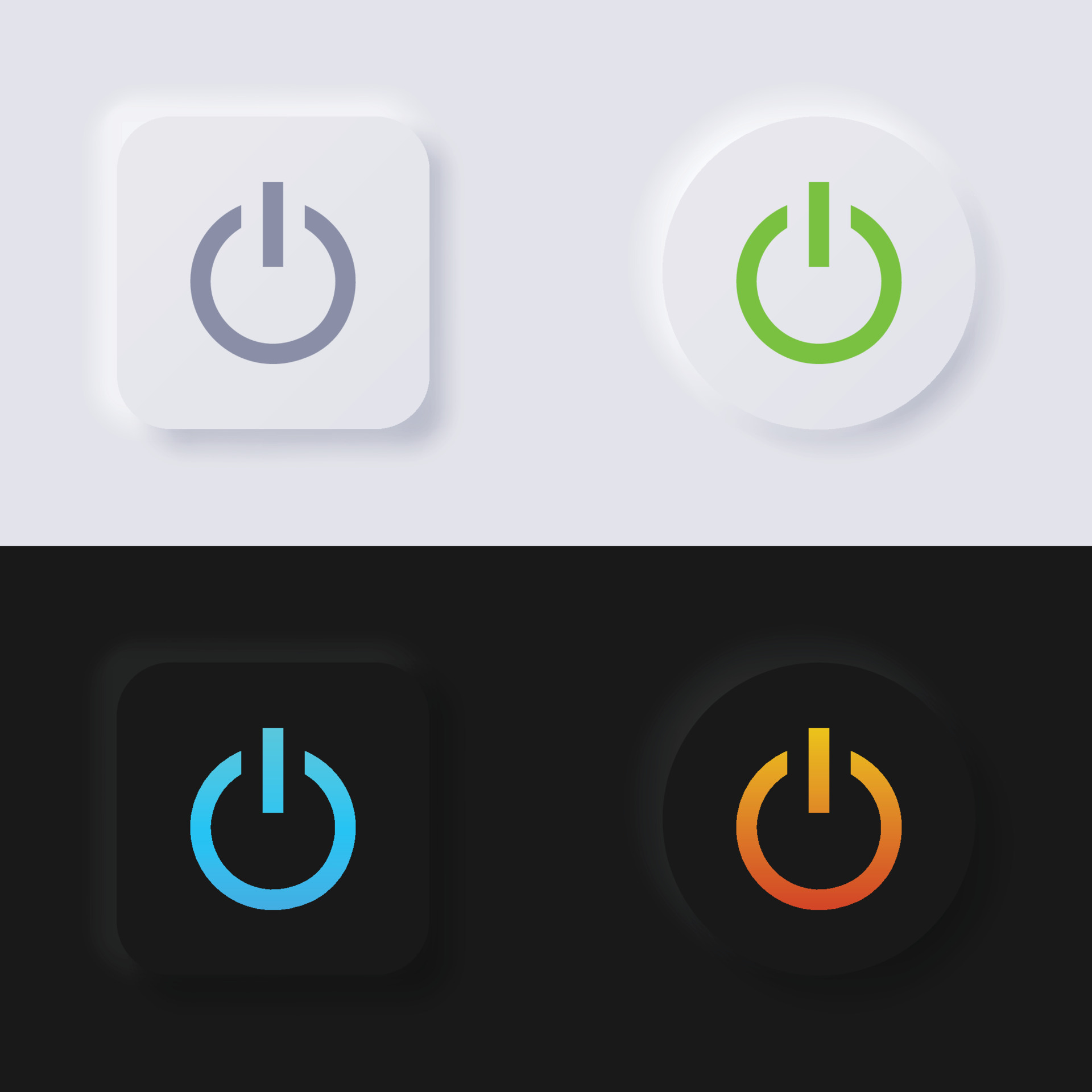 Power Button Icon Set Multicolor Neumorphism Button Soft Ui Design For Web Design Application