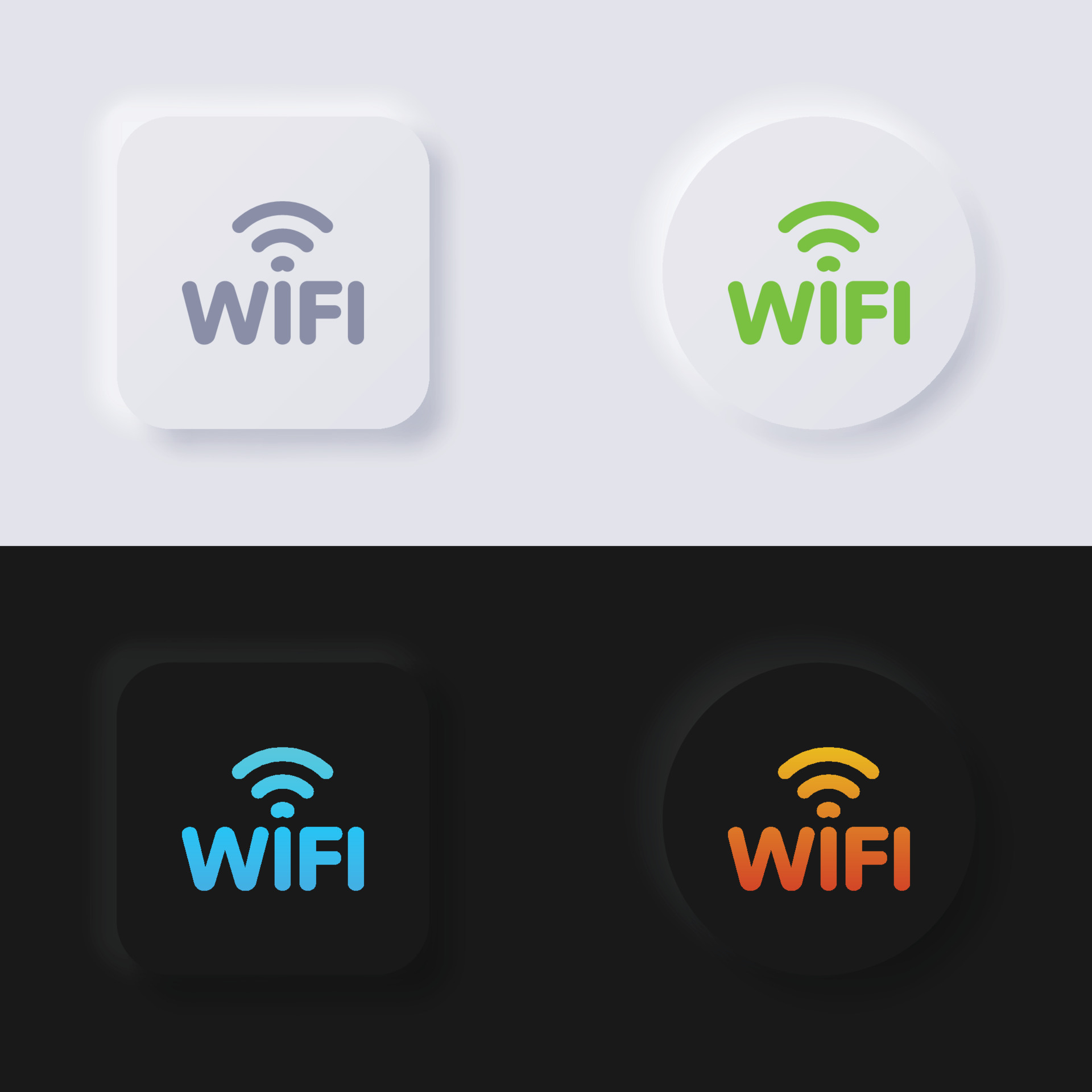 Internet Signal Wave Symbol Icon Set Multicolor Neumorphism Button Soft Ui Design For Web