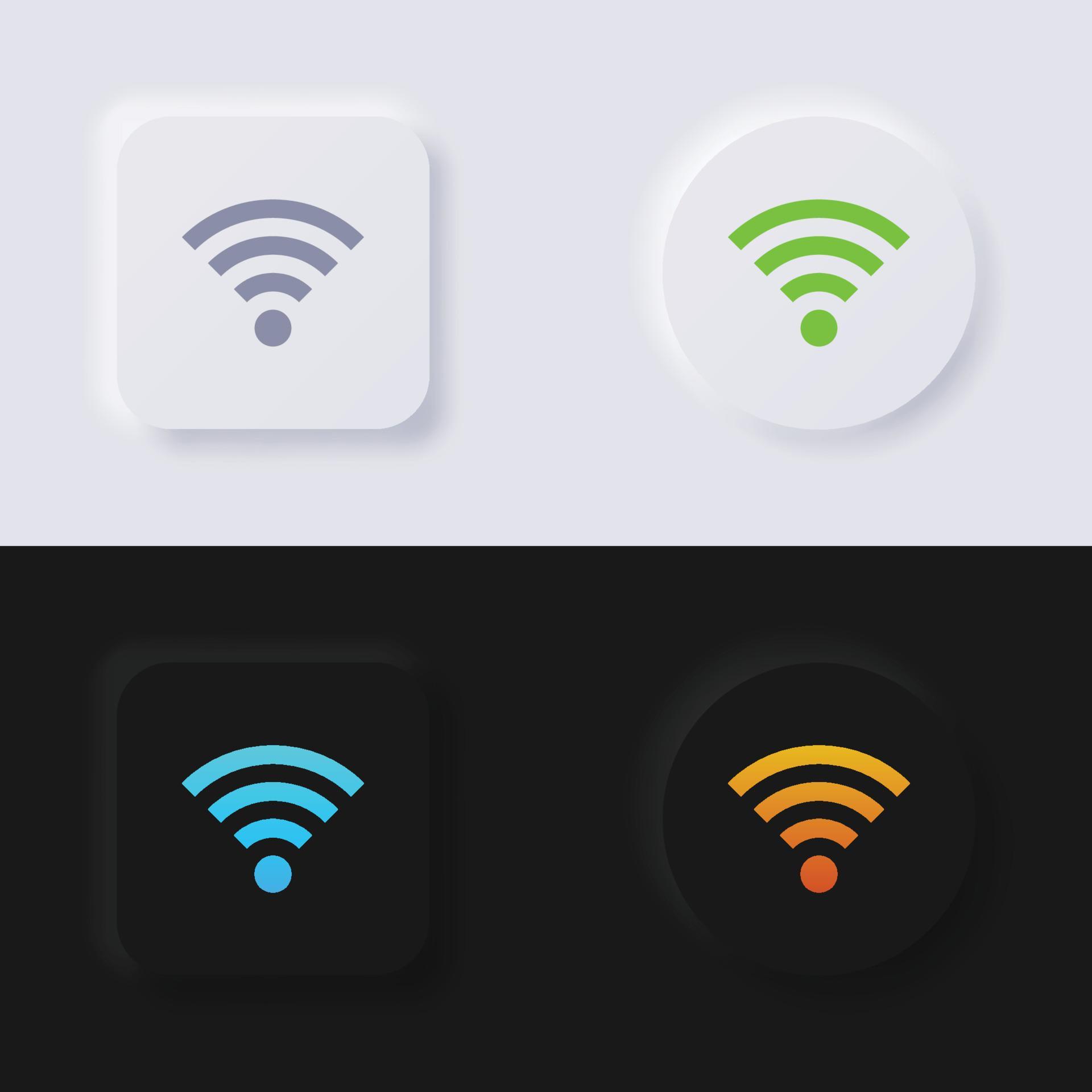 Internet Signal Wave Symbol Icon Set Multicolor Neumorphism Button Soft Ui Design For Web