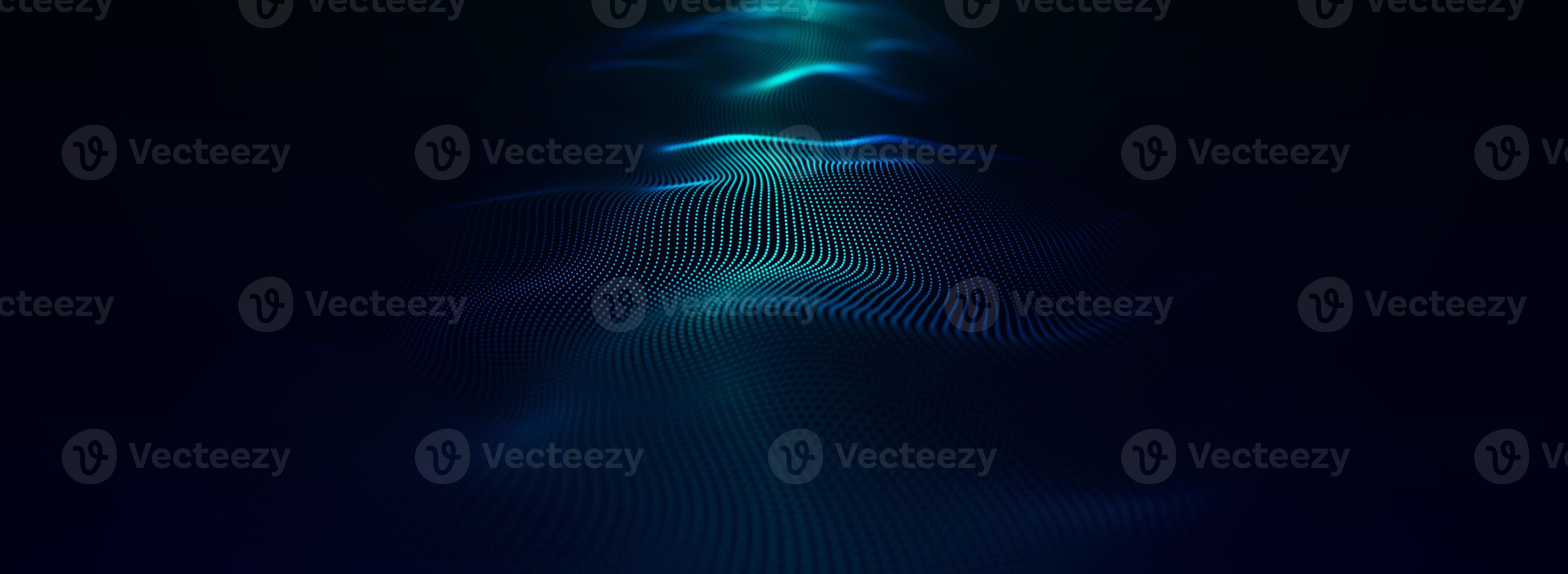 Futuristic blue particle wave. The concept of big data. Network ...