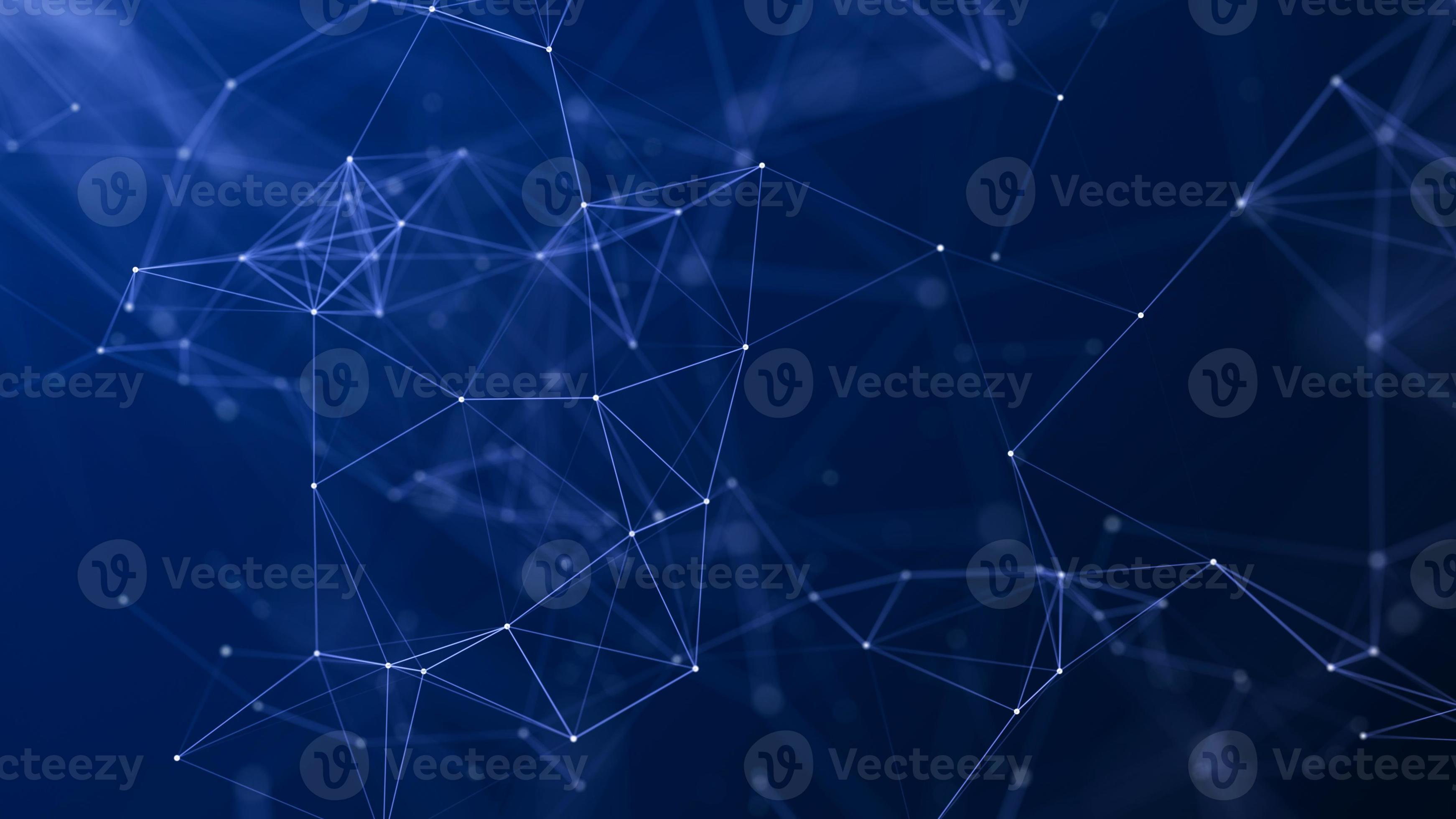 Abstract Blue Background With Moving Lines And Dots Network Connection Worldwide Connection To