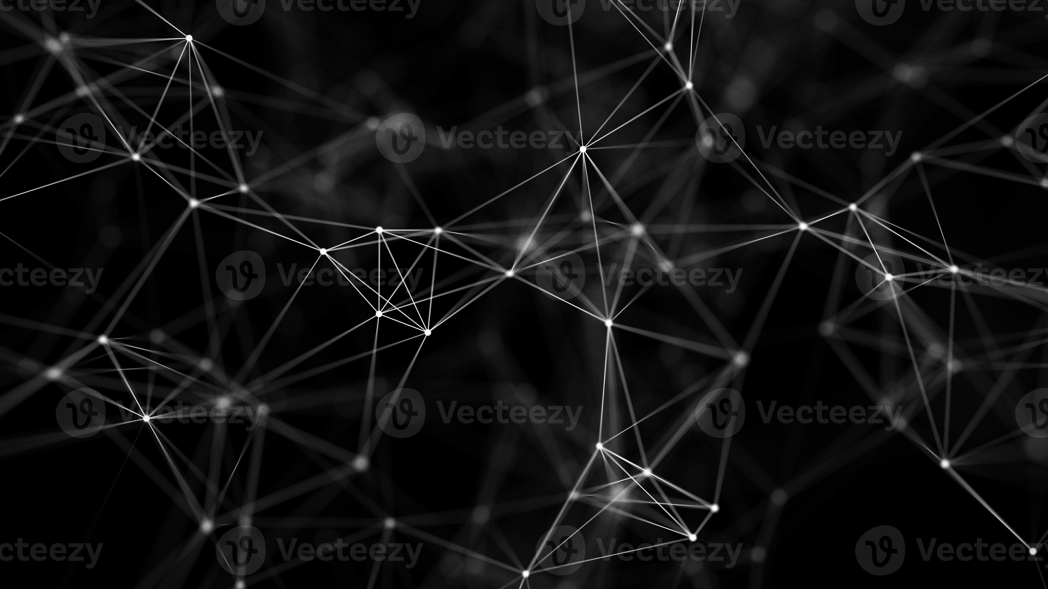 Abstract Dark Background With Moving White Lines And Dots Network Connection Worldwide
