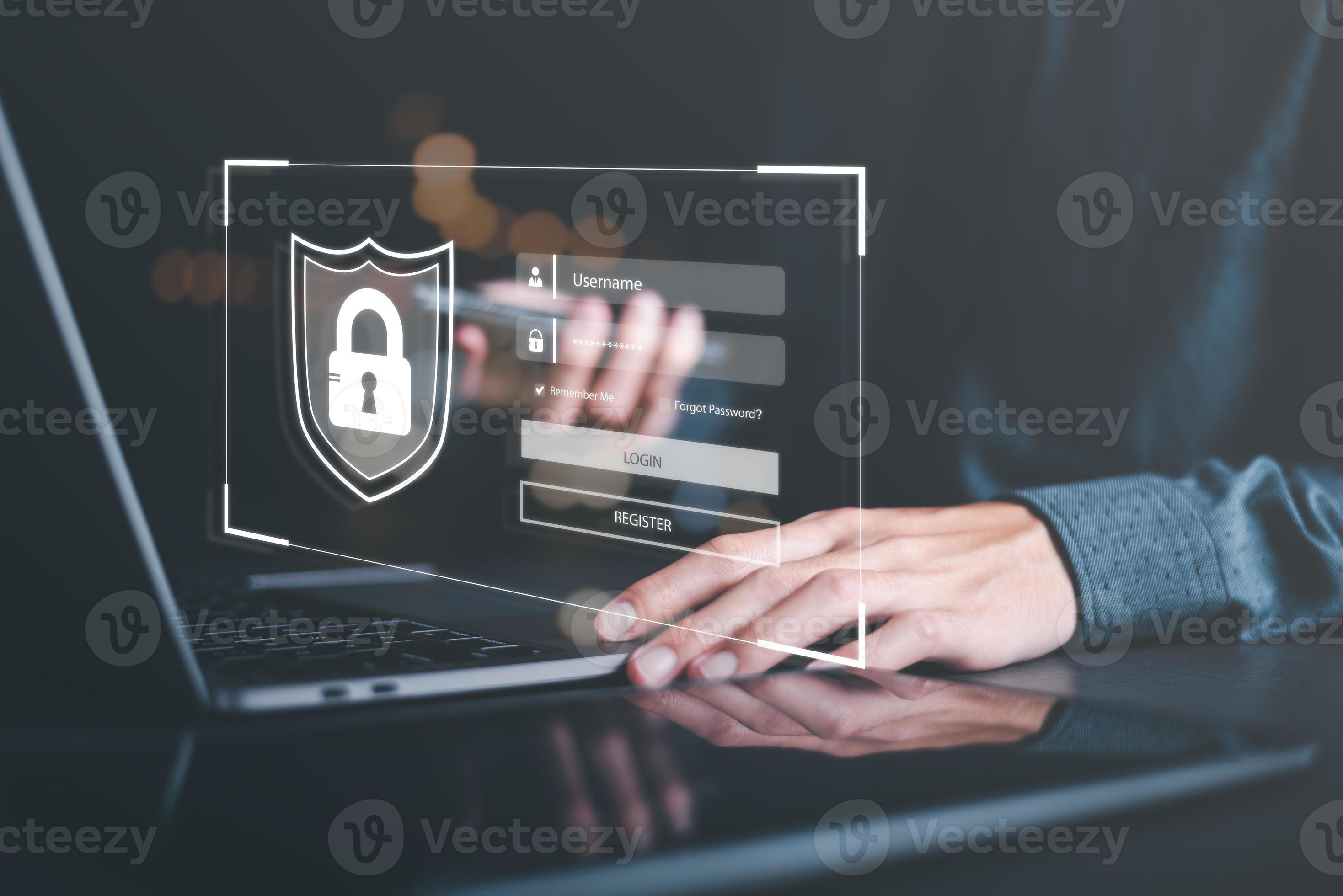 Cybersecurity Management With Online Authentication Technology Businessmen Use Smart Phone Log