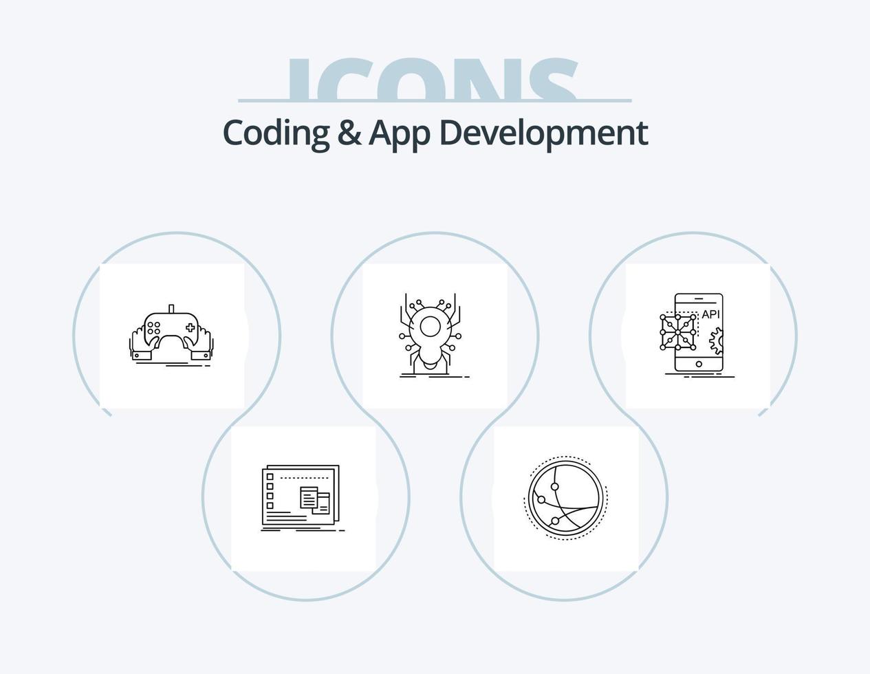 Coding And App Development Line Icon Pack 5 Icon Design Coding Binary Research Developer