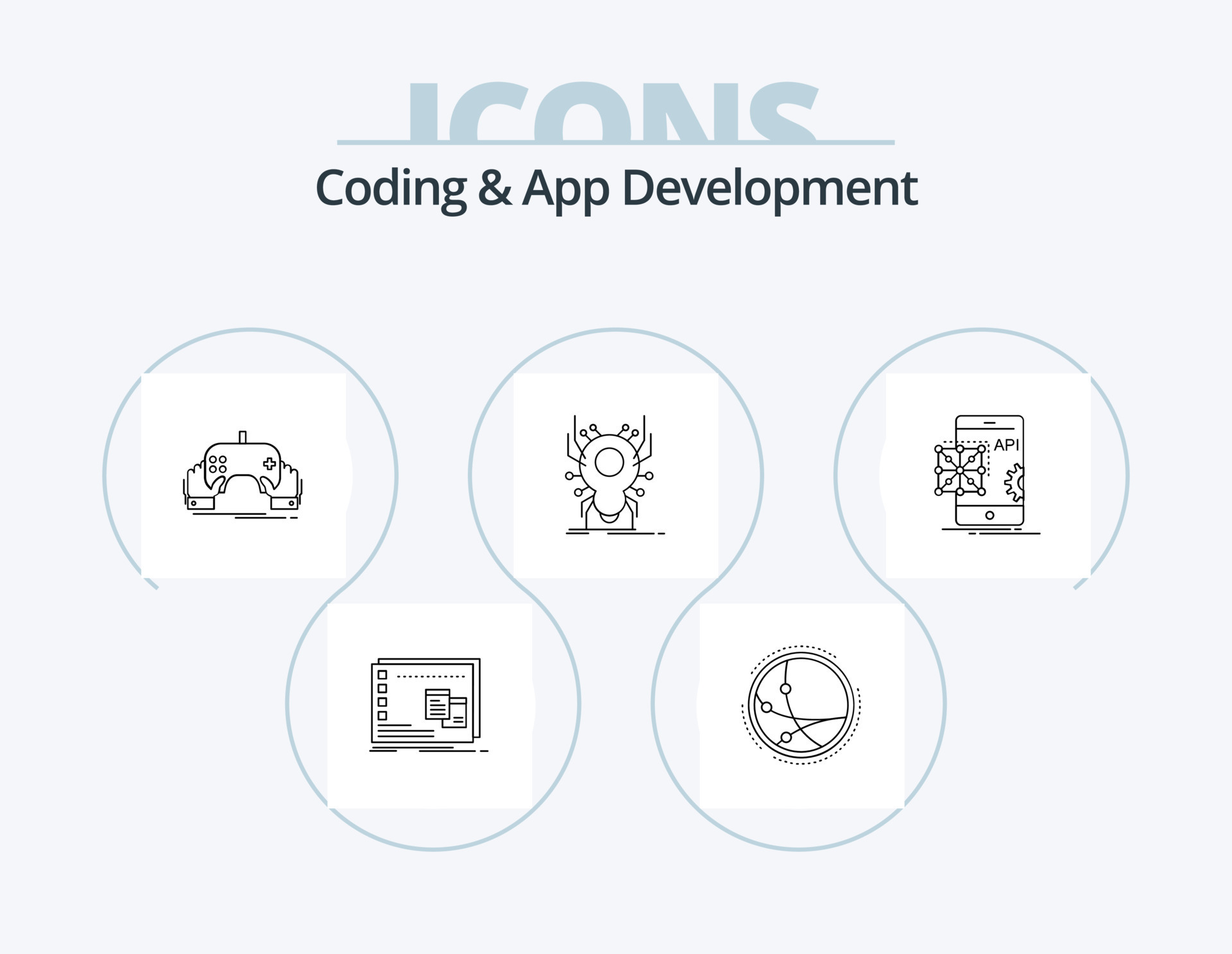 Coding And App Development Line Icon Pack 5 Icon Design Coding Binary Research Developer