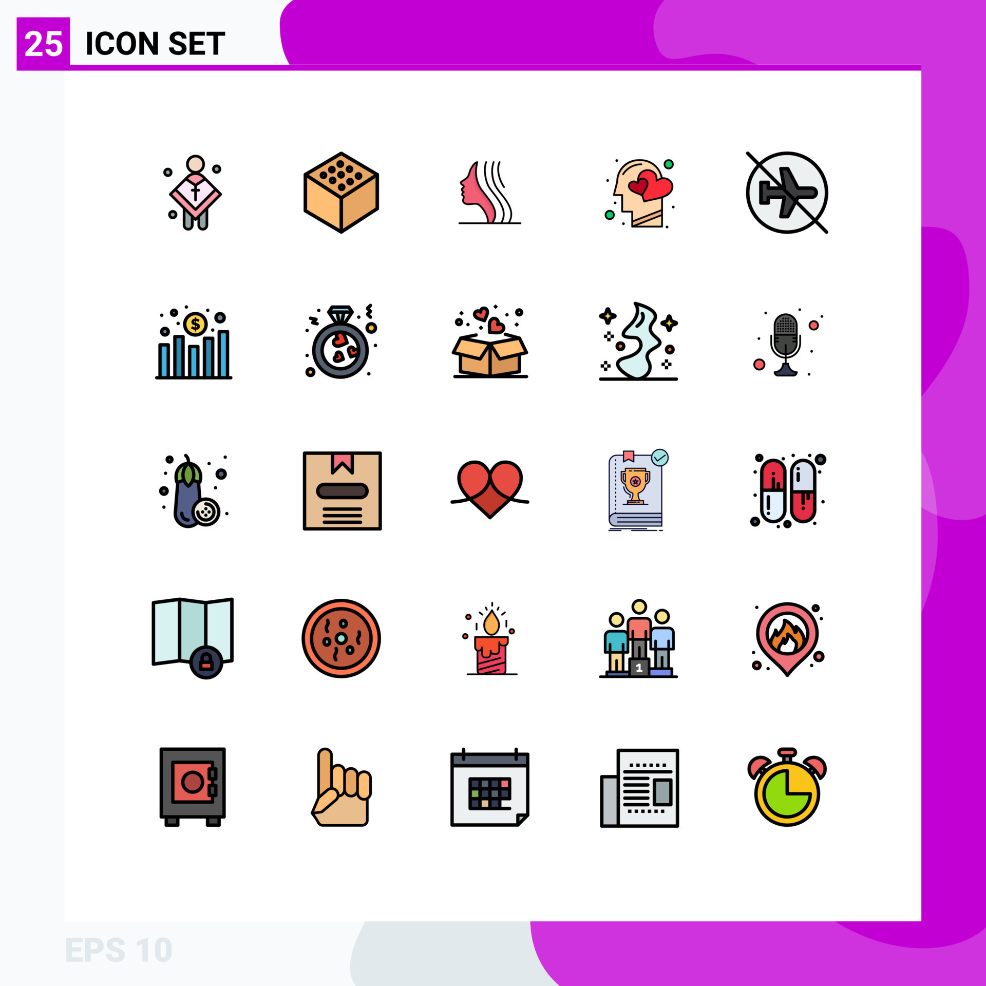 25 User Interface Filled Line Flat Color Pack Of Modern Signs And