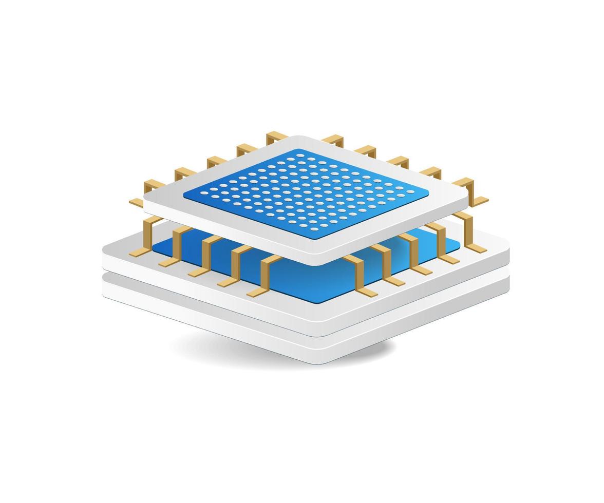Flat Isometric 3d Illustration Of Computer Network Processor Chip Concept 16716697 Vector Art At