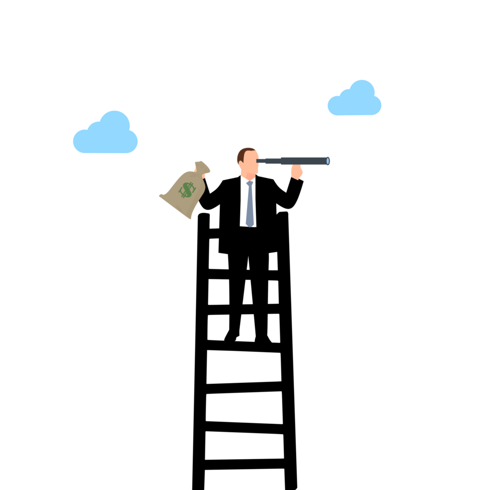 Business man on ladder searching for investment opportunities 16717594 PNG Business man on ladder searching for investment opportunities 16717594 PNG