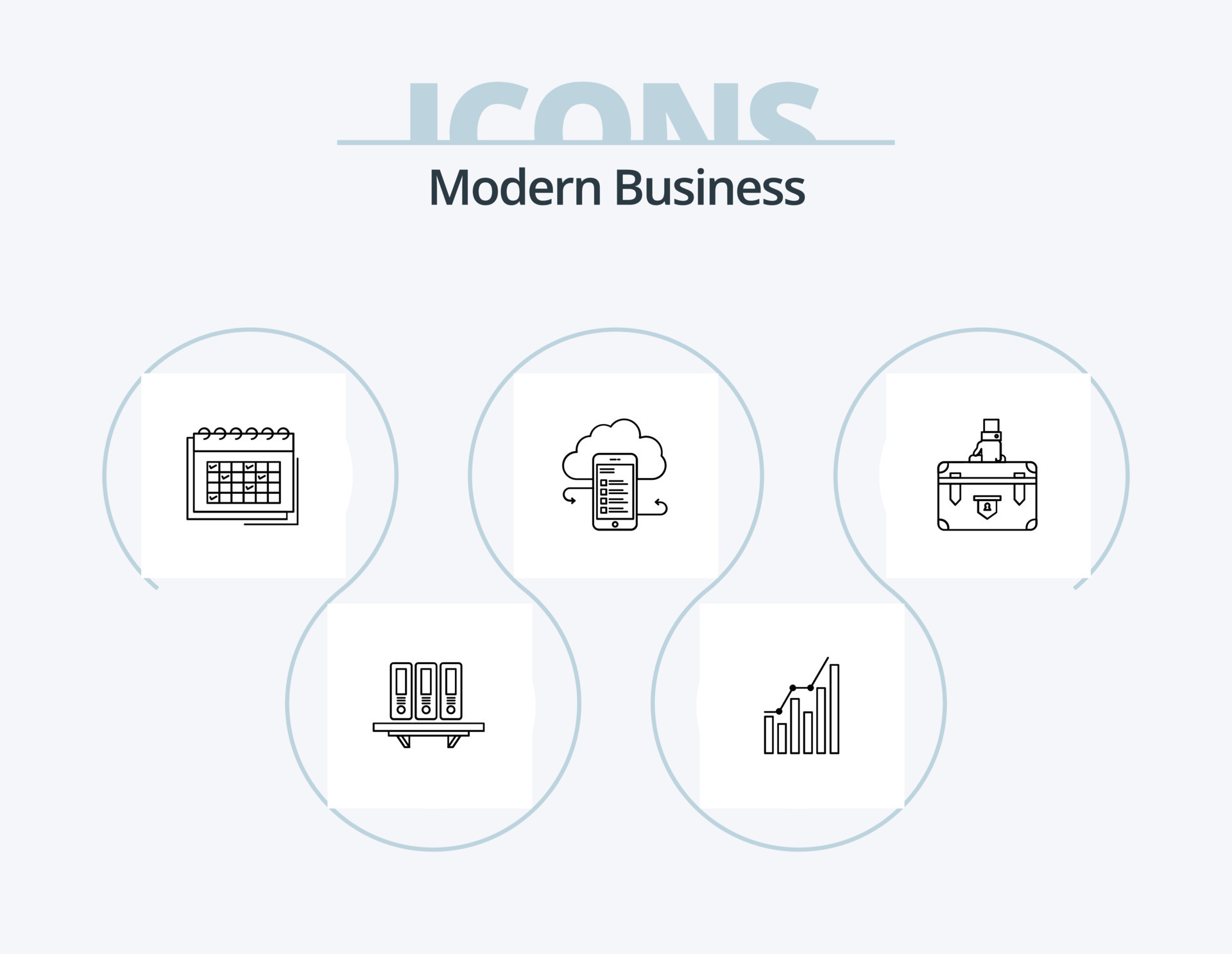 Modern Business Line Icon Pack 5 Icon Design Office Buildings Cloud Storage Architecture