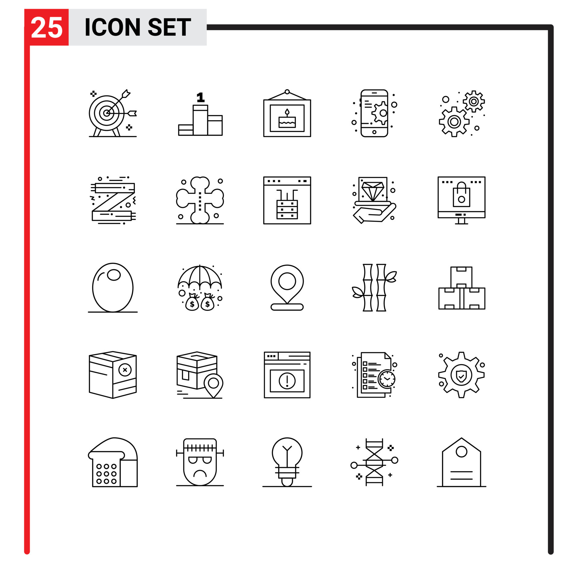 25 Universal Lines Set For Web And Mobile Applications Settings Development Birthday Mobile
