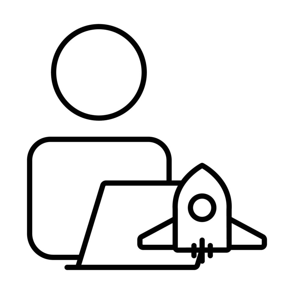 Programmer icon illustration with rocket. suitable for start up icon. icon related to developer ...