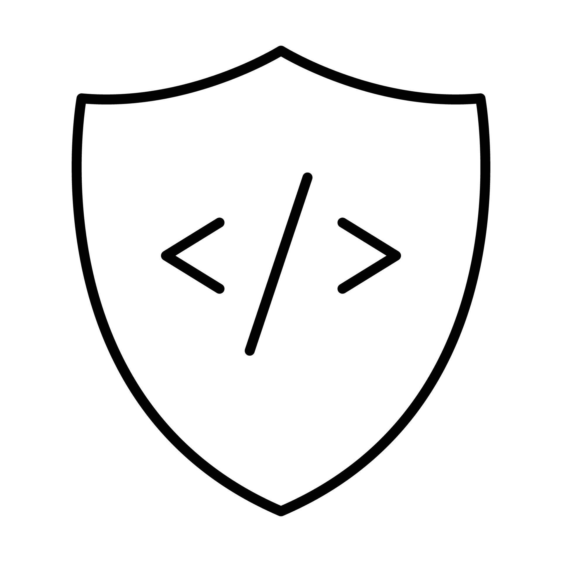 Shield icon Illustration with coding. programming editor safety. icon related to developer. Line ...