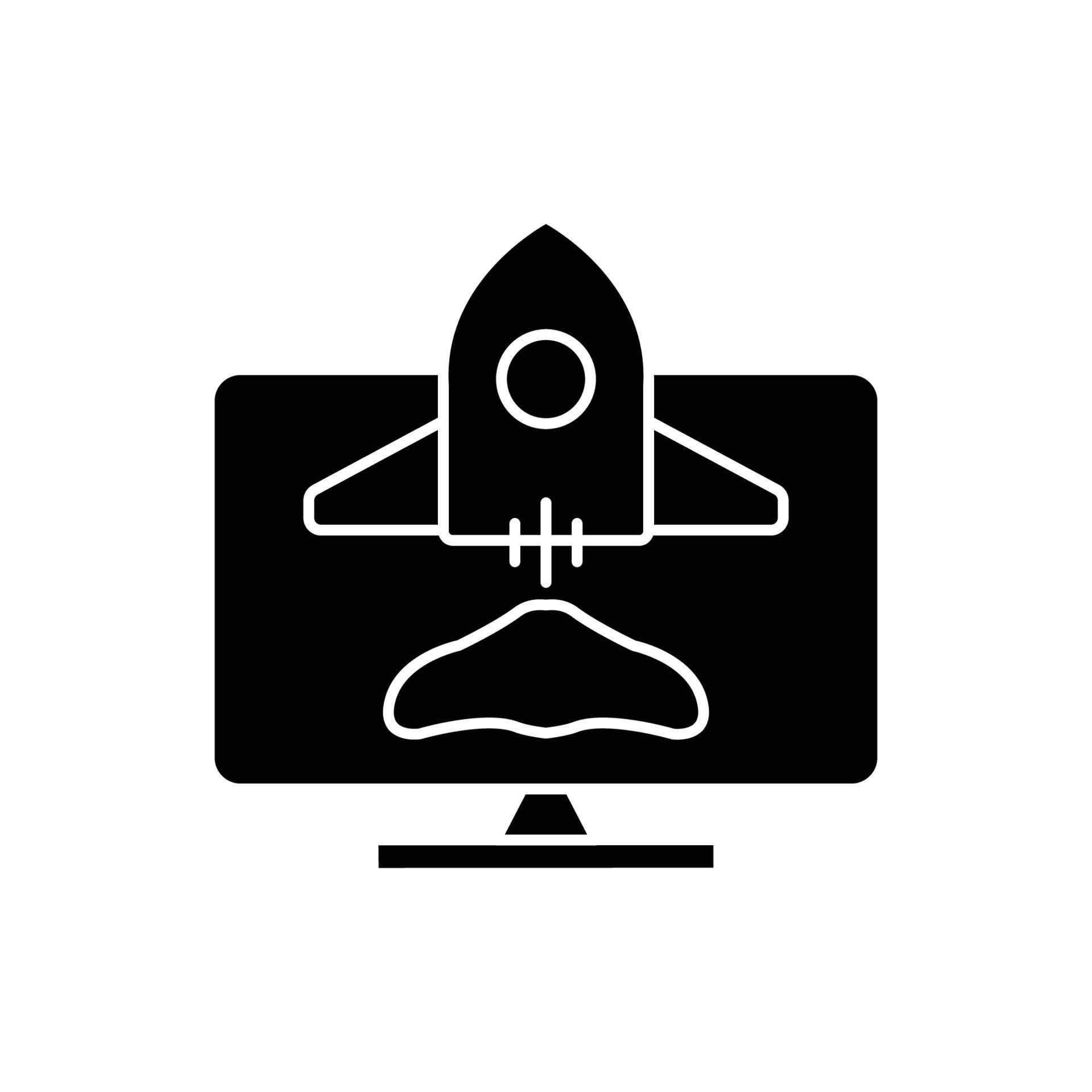 Monitor screen icon Illustration with rocket. suitable for start up icon. icon related to ...