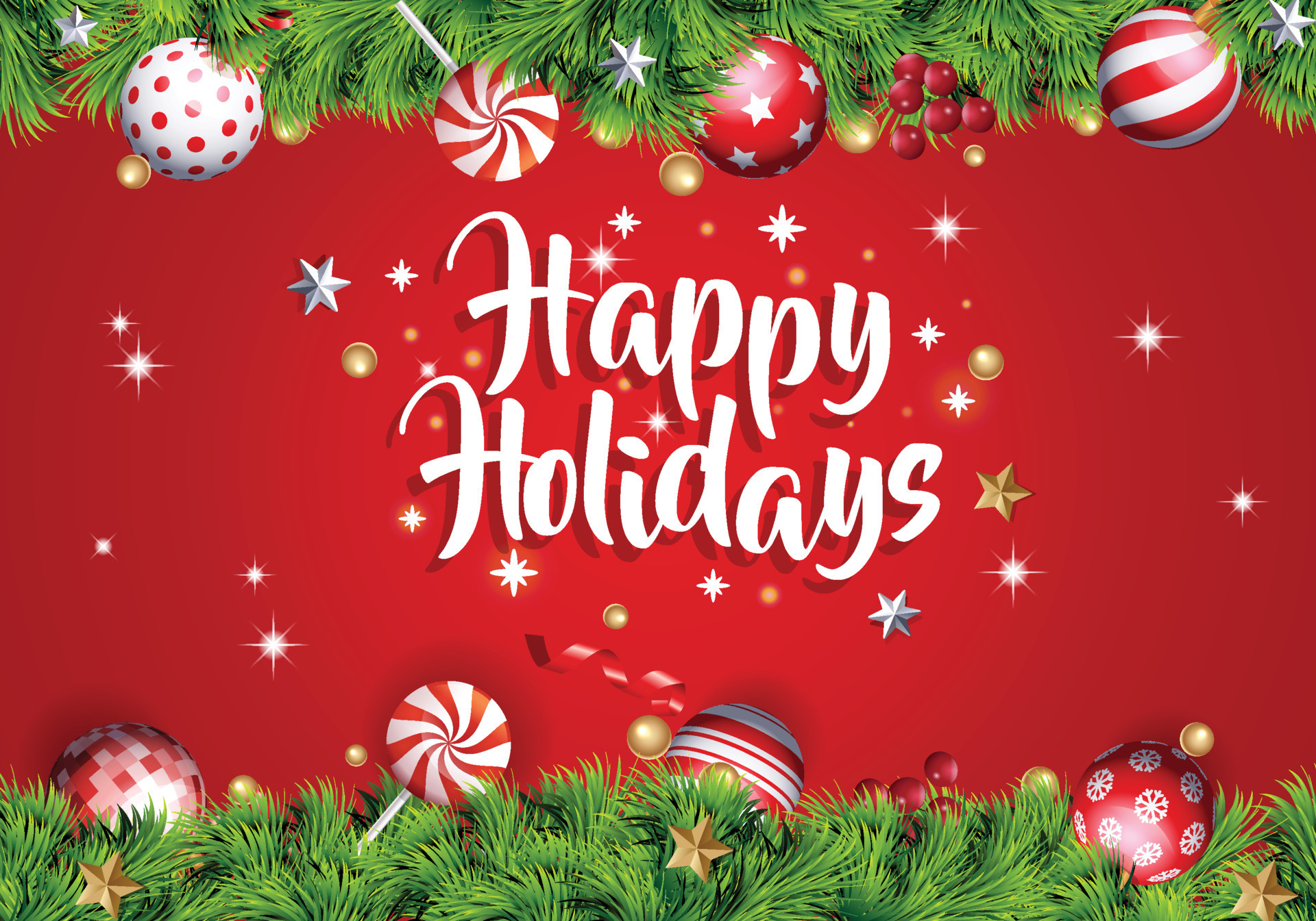 Holidays Greeting Card for Winter Happy Holidays. Fir-tree Branches ...