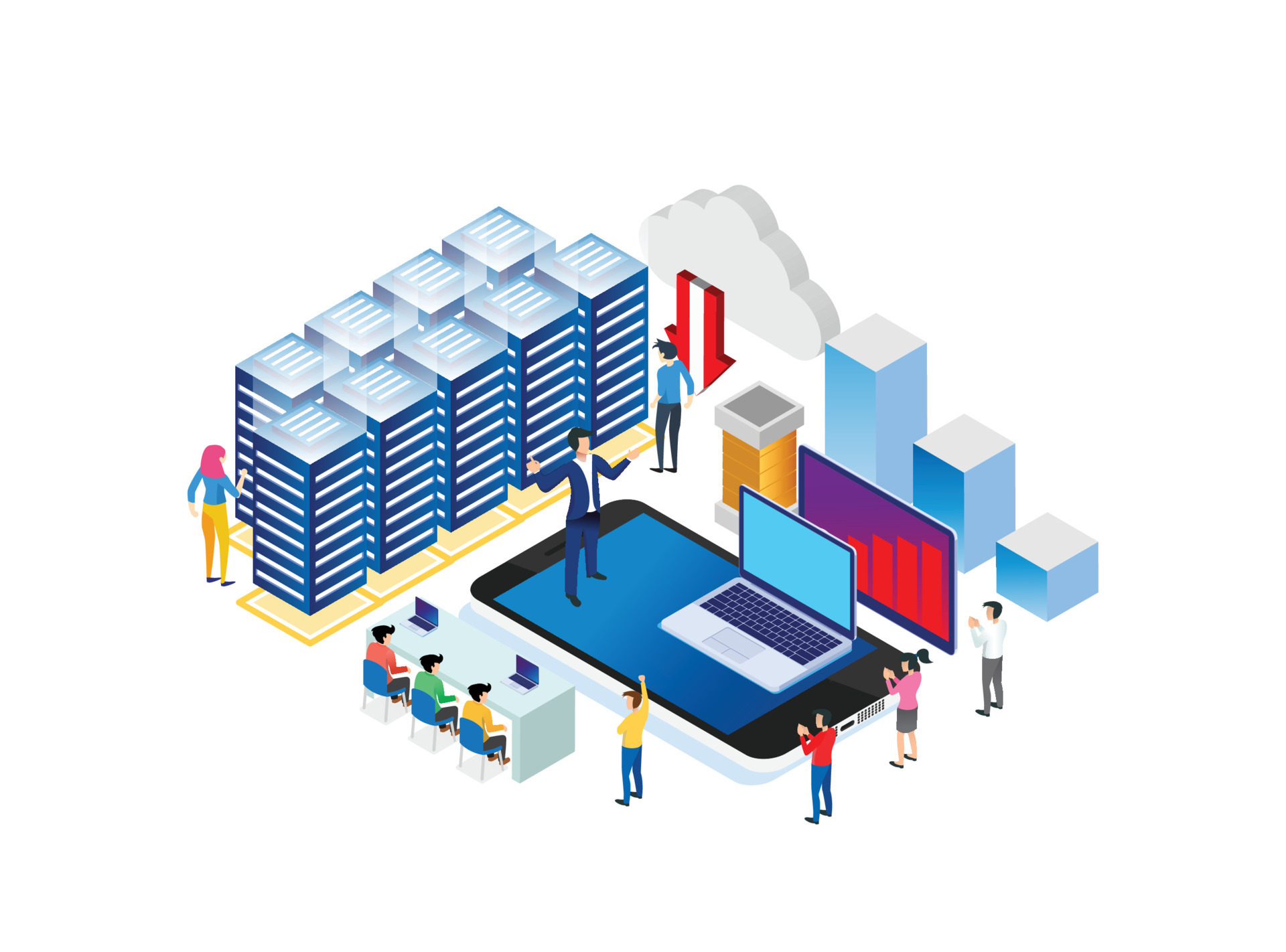 Modern Isometric Smart Cloud Database Processing Technology ...
