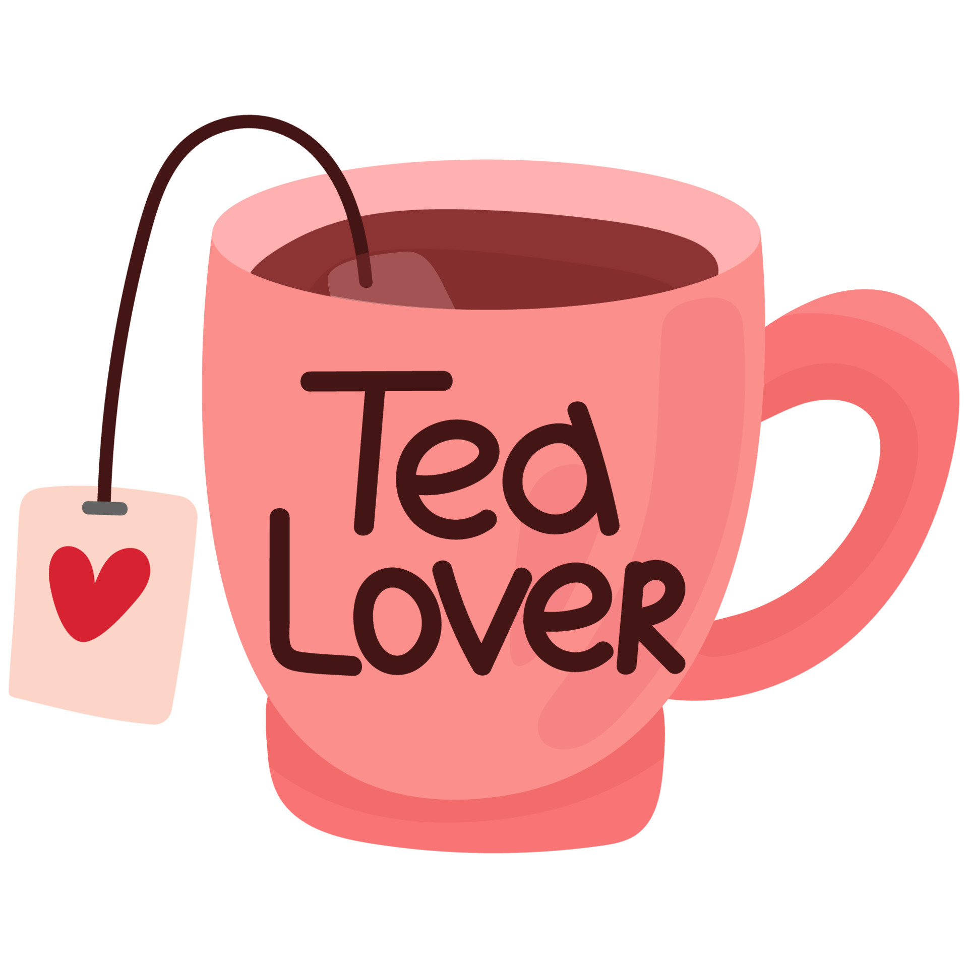 Pink tea cup with a lettering of the phrase Tea lover. Hand draw vector illustration. 16746863 ...