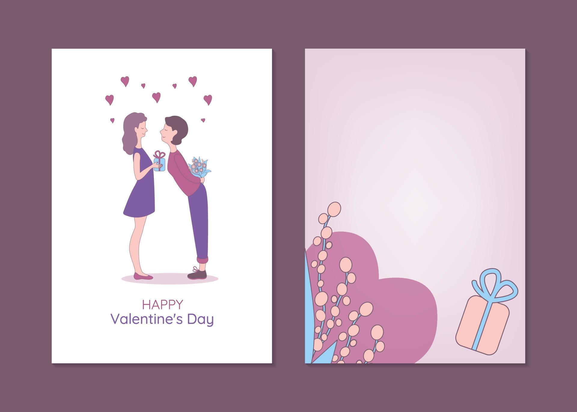 Valentine Day Greeting Card Templates With Lgbtq People Hand Drawn