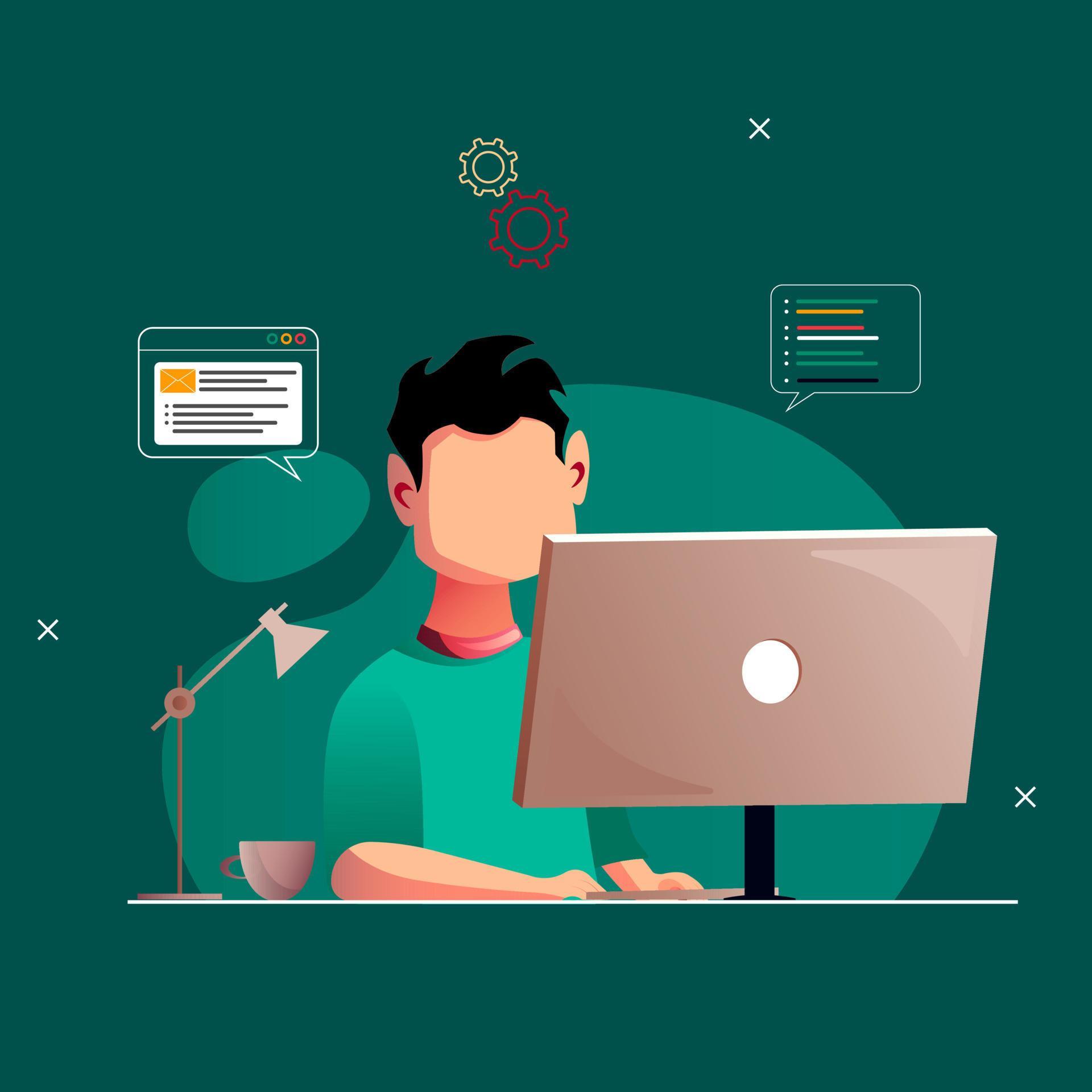 FREELANCER, SOFTWARE DEVELOPER, PROGRAMMER, CODER vector illustrator ...