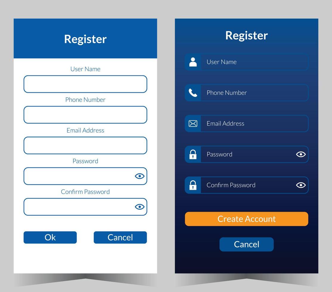 App screen register design UI kit 16747000 Vector Art at Vecteezy App screen register design UI kit 16747000 Vector Art at Vecteezy
