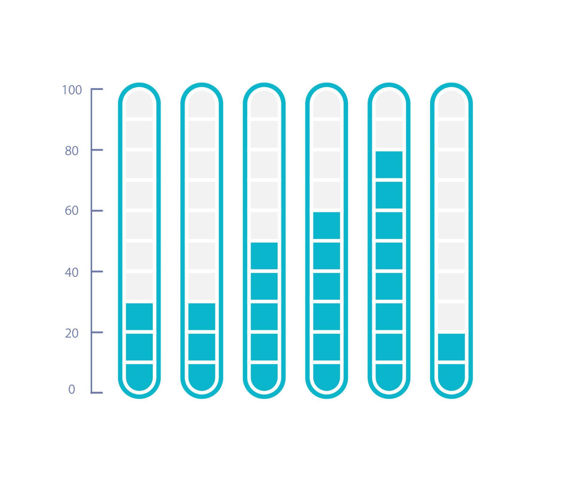 Fragmented capacity infographic chart design template. Progress level. Six indicators. Editable ...