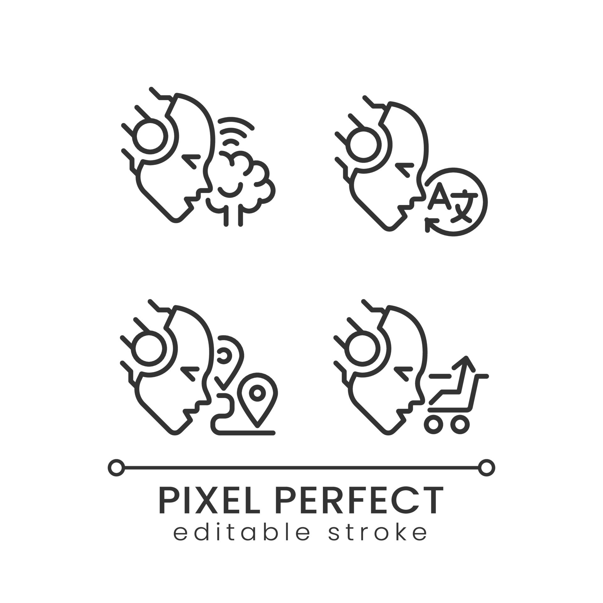 Machine Learning Usage Pixel Perfect Linear Icons Set Artificial Intelligence Process