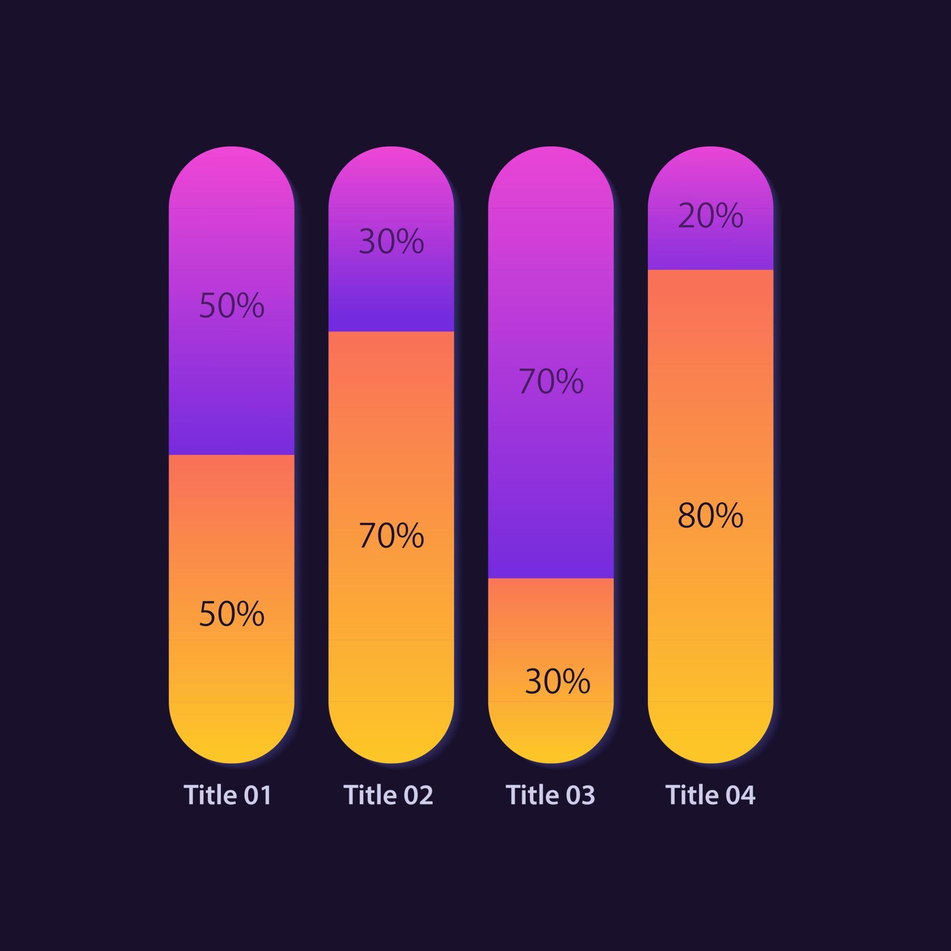 Stacked percentage infographic chart design template for dark theme ...