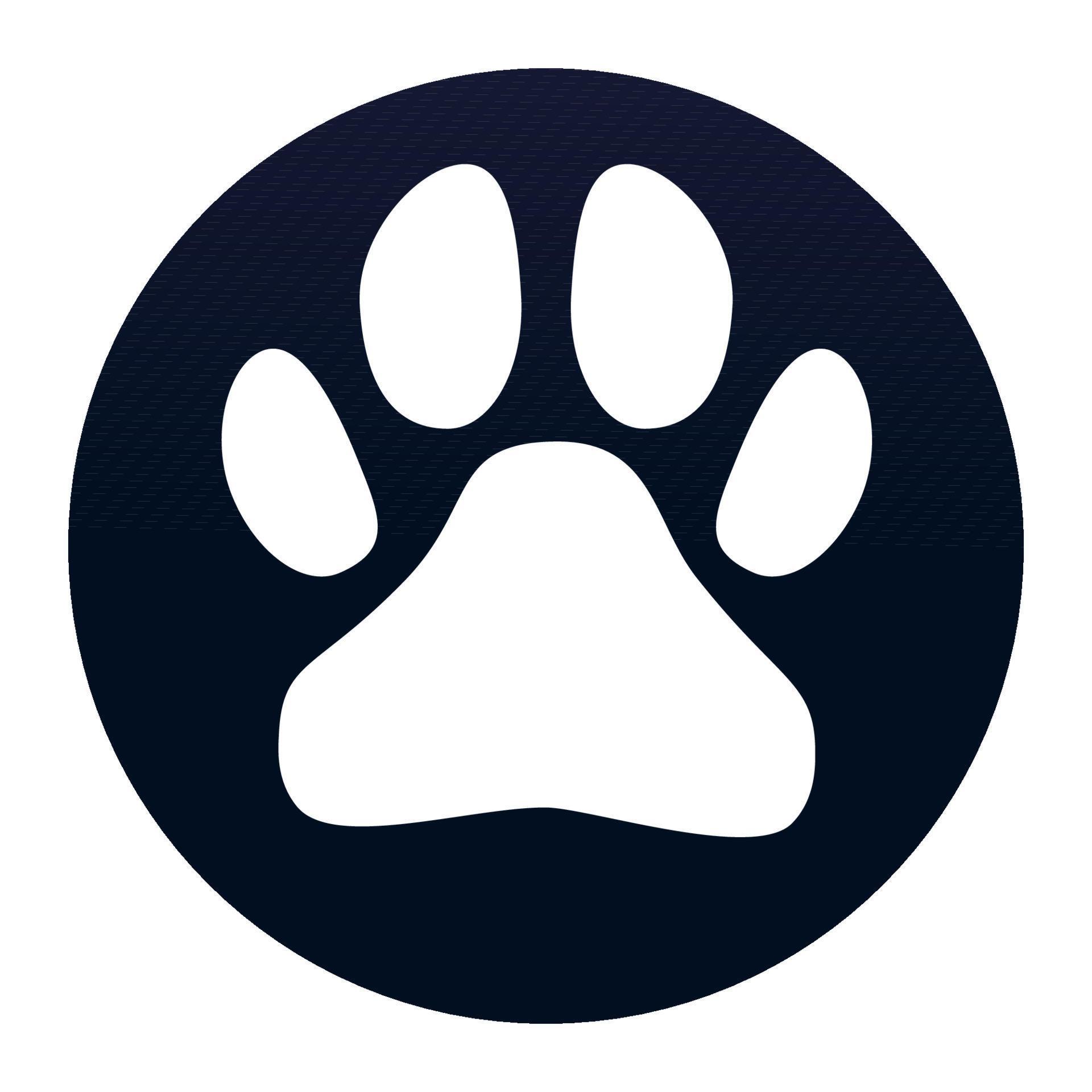 Paw dog print, foot puppy circle shape in cartoon style silhouette ...