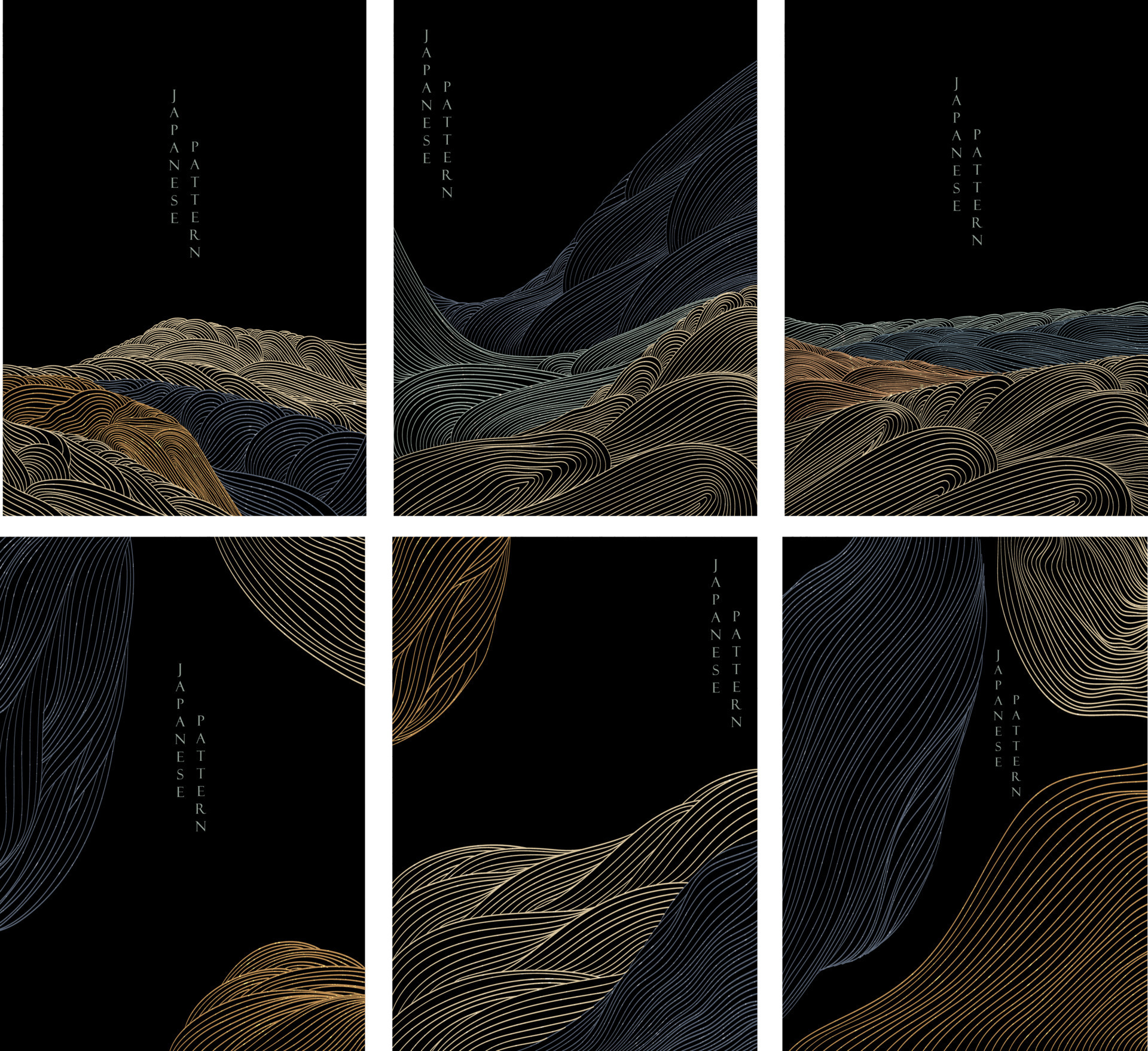 Japanese Wave Pattern With Abstract Background Vector Gold Line Elements Template In Oriental