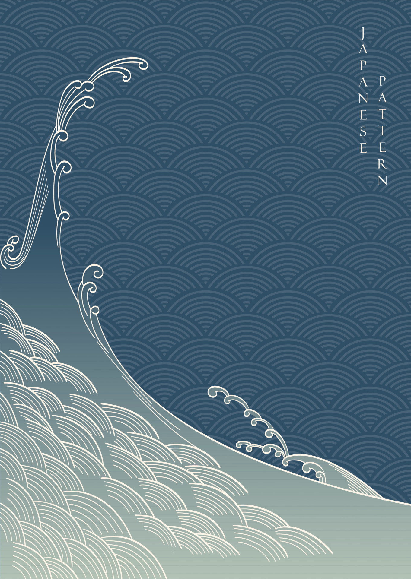 Chinese Background With Hand Drawn Wave Pattern Vector Oriental Ocean Sea Template Design
