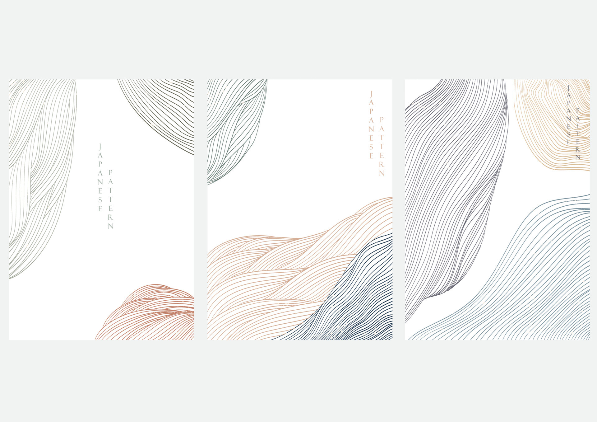 Japanese Background With Line Wave Pattern Vector Abstract Elements With Art Landscape Template