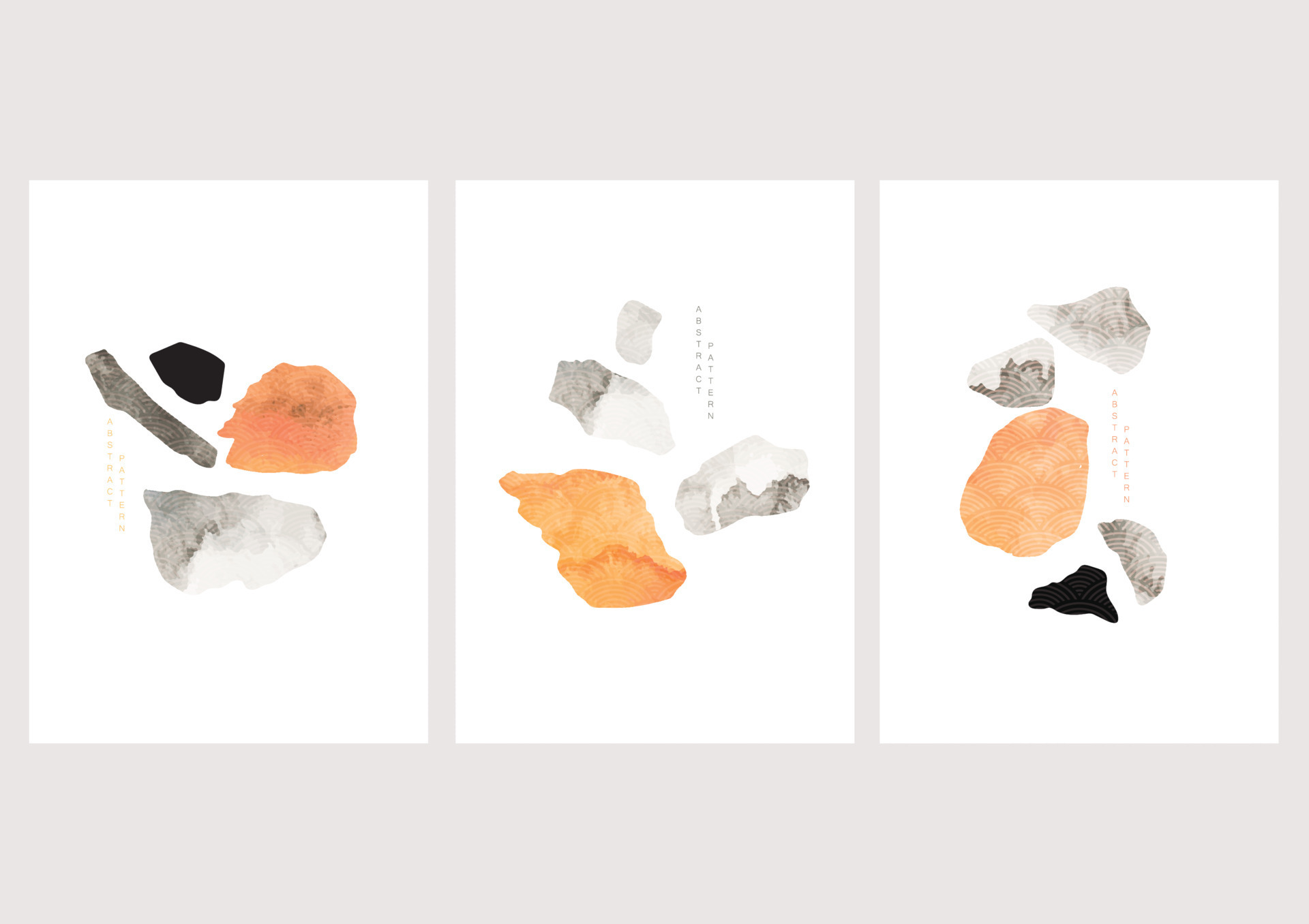 Abstract Background With Japanese Wave Pattern Vector Stone And Rock In Vintage Style Art