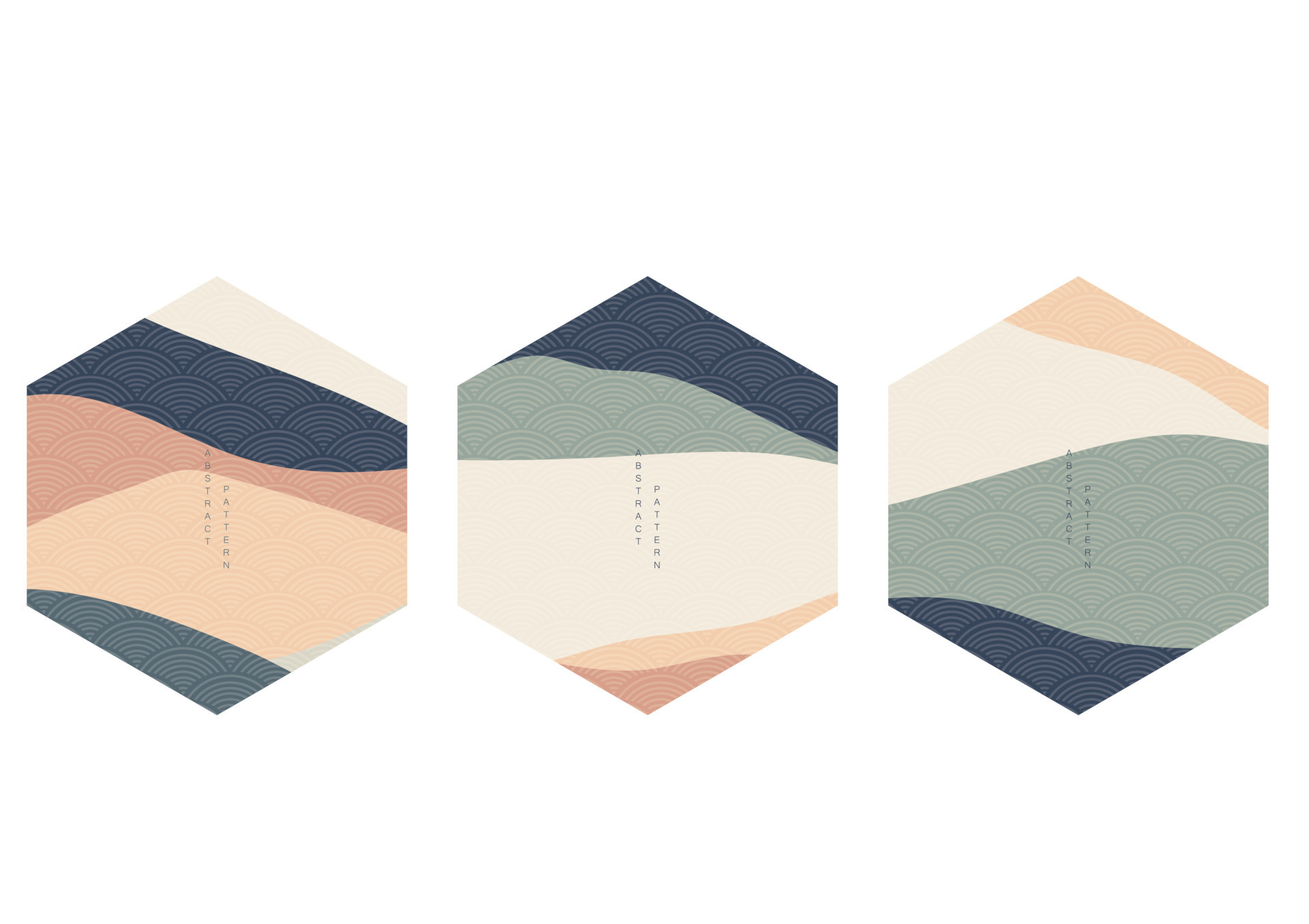 Abstract Landscape Background With Japanese Wave Pattern Vector Curve
