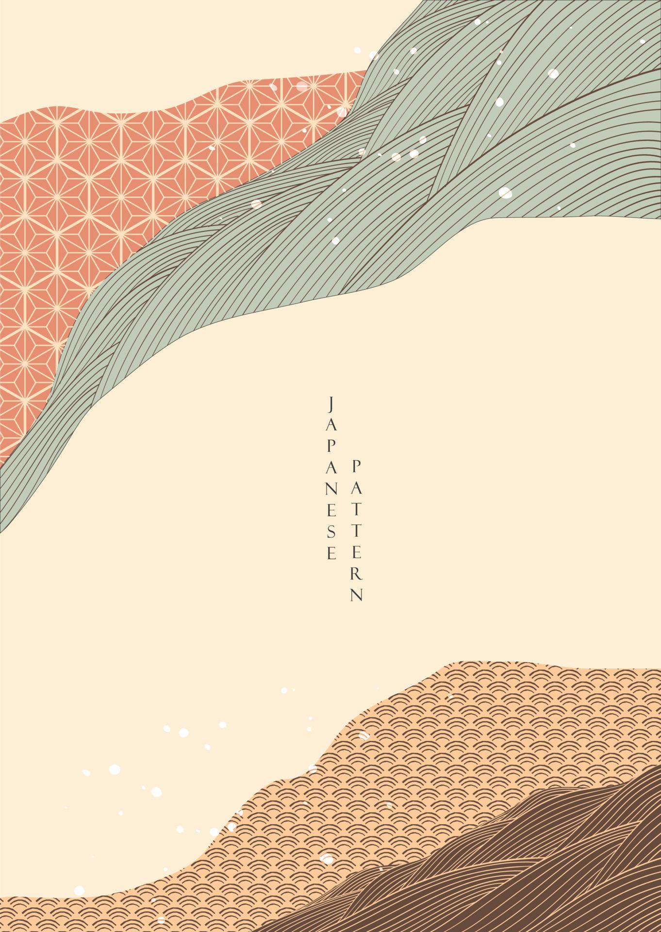 Japanese Pattern With Hand Drawn Wave Elements Vector Abstract Art Background With Geometric