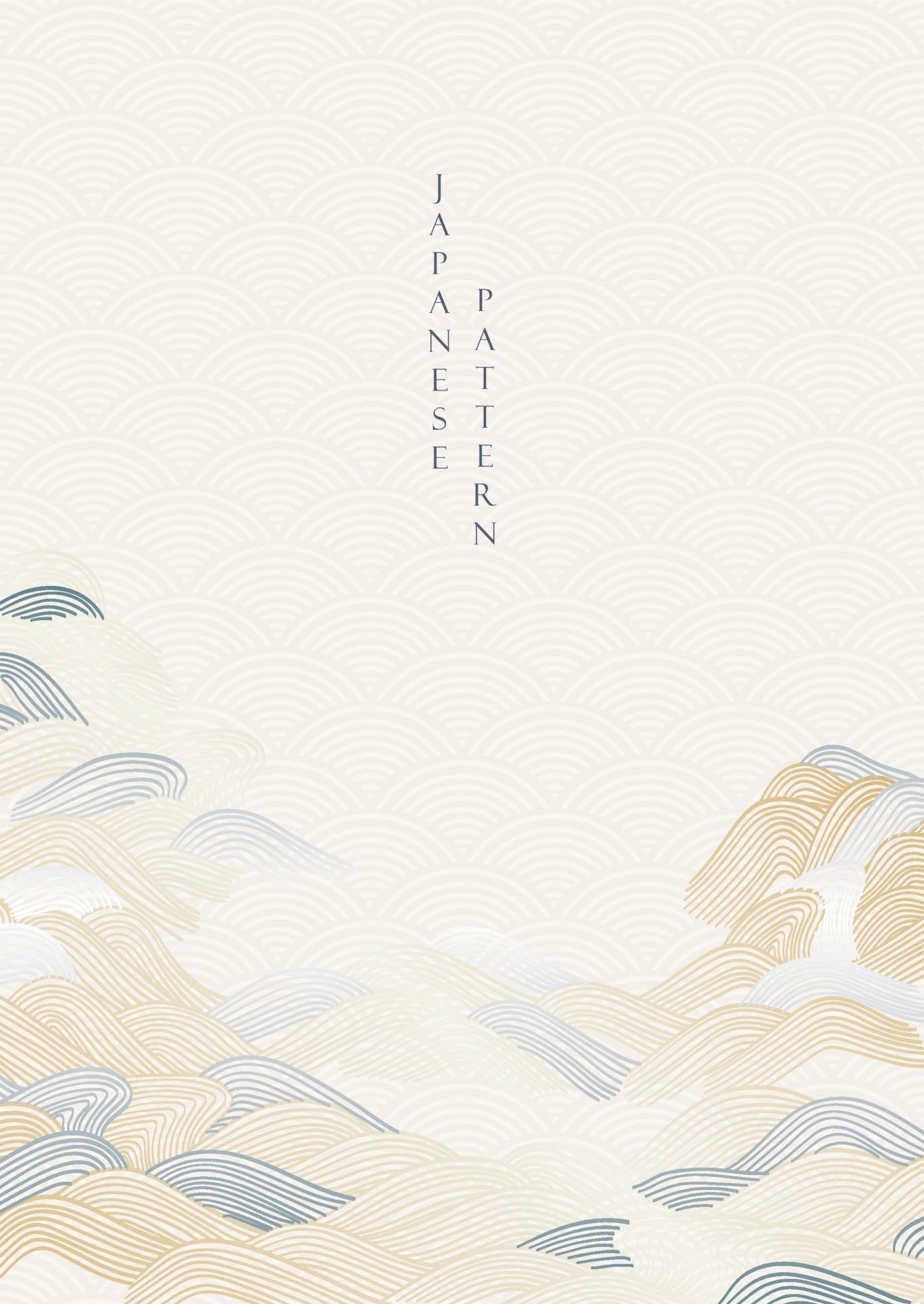 Japanese Hand Draw Wave Pattern With Line Pattern Vector Oriental Background With Ocean Sea