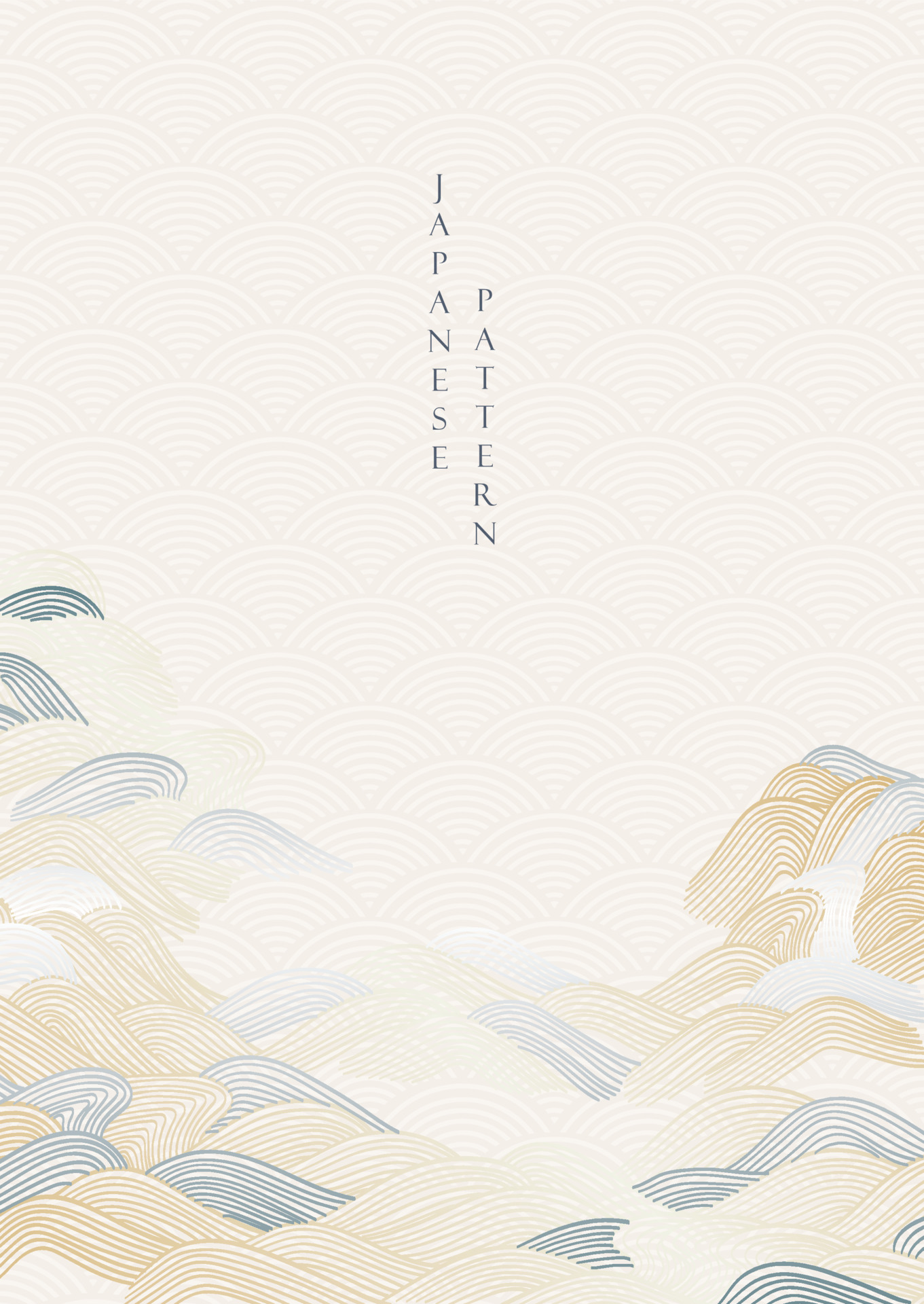 Japanese Hand Draw Wave Pattern With Line Pattern Vector Oriental Background With Ocean Sea